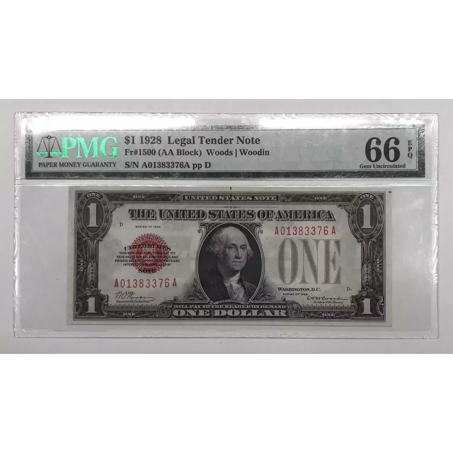 1928 $1 Small Legal Tender Note FR#1500 PMG 66 EPQ - Old Pueblo Coin