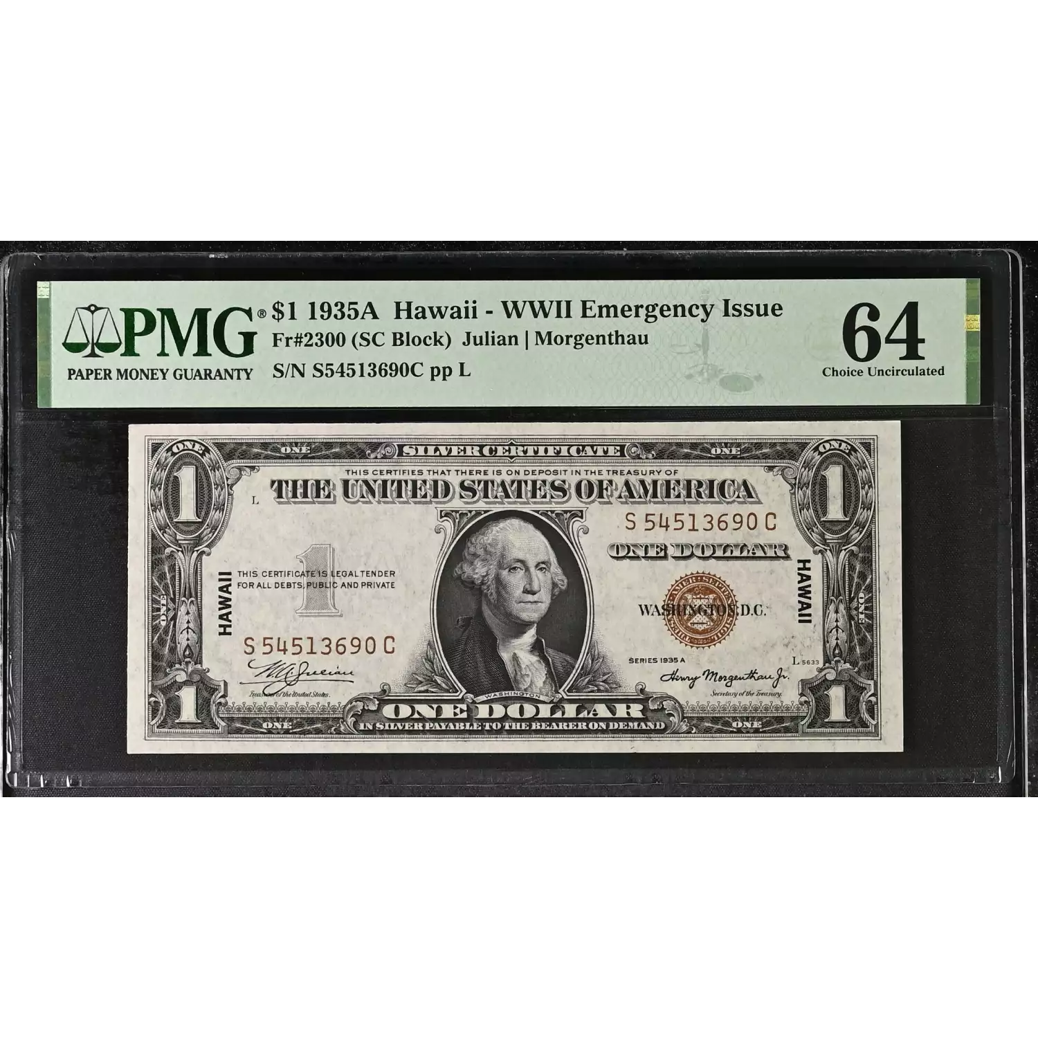 1935A $1 Hawaii - WWII Emergency Issue Silver Certificate FR 2300 PMG ...