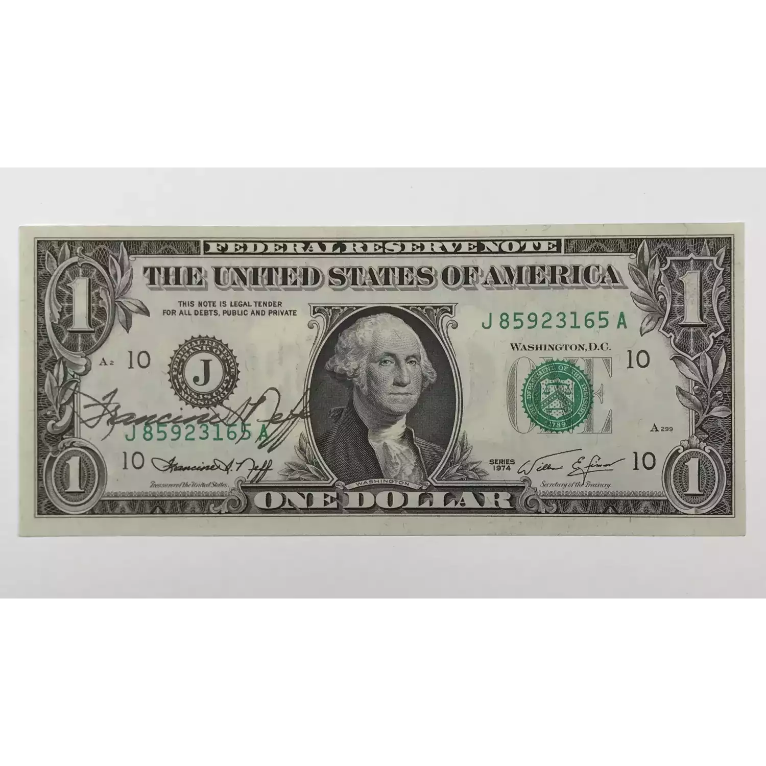 Courtesy Autograph Neff - 1974 $1 Federal Reserve Note FR#1908-J - CU ...