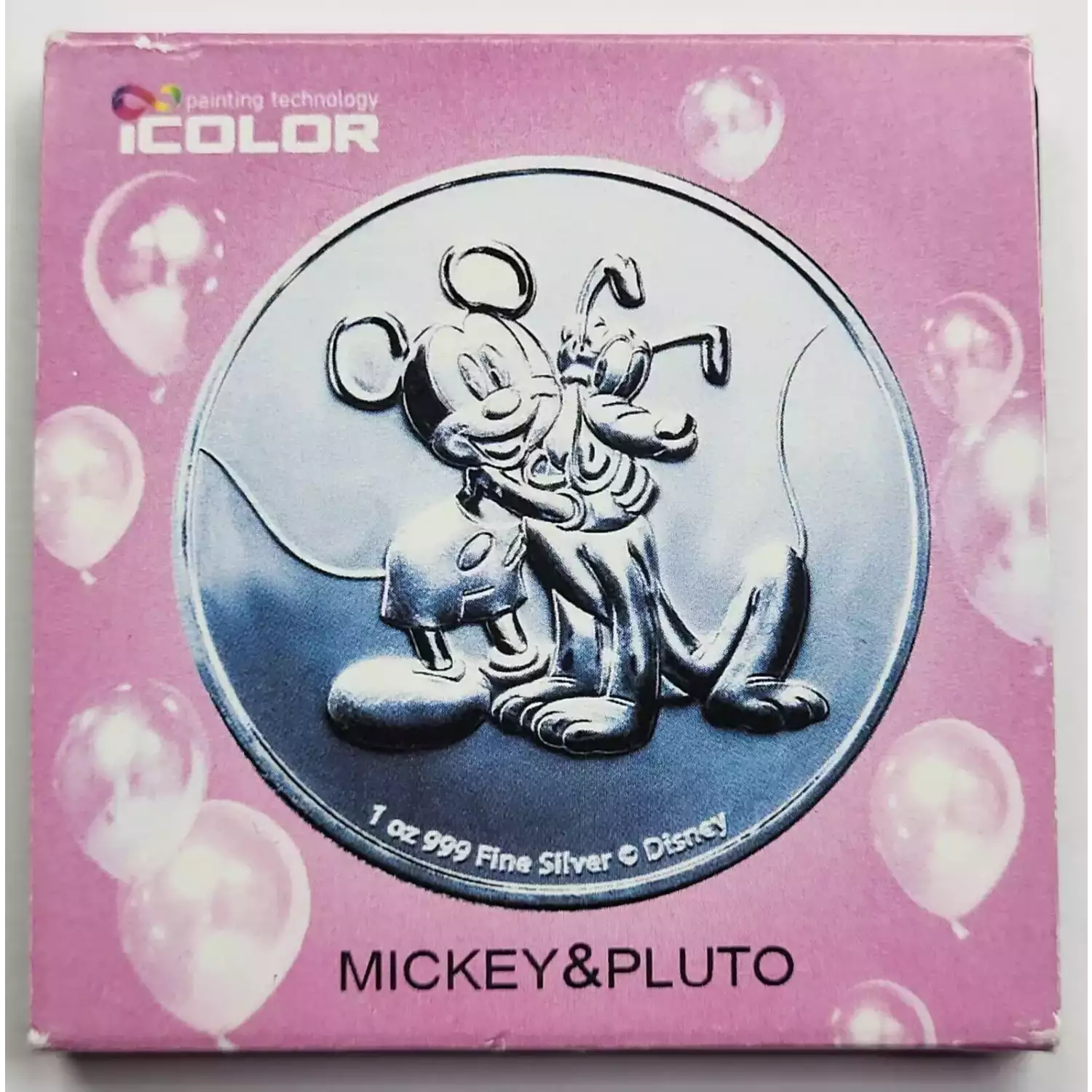 2020 1 oz Silver Mickey & Pluto Colorized Niue $2 - Old Pueblo Coin