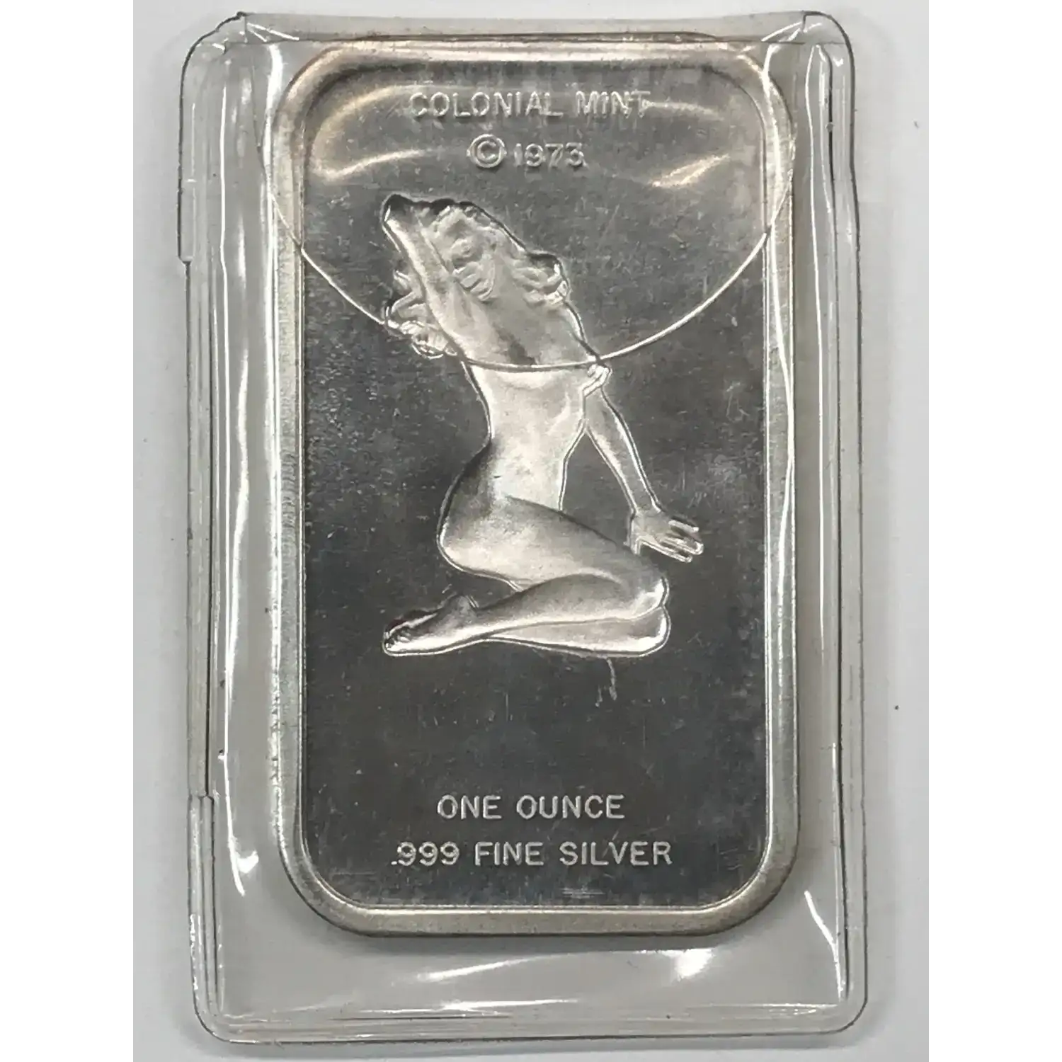 1973 1 oz Silver Bar Marilyn Monroe Colonial Mint - Old Pueblo Coin