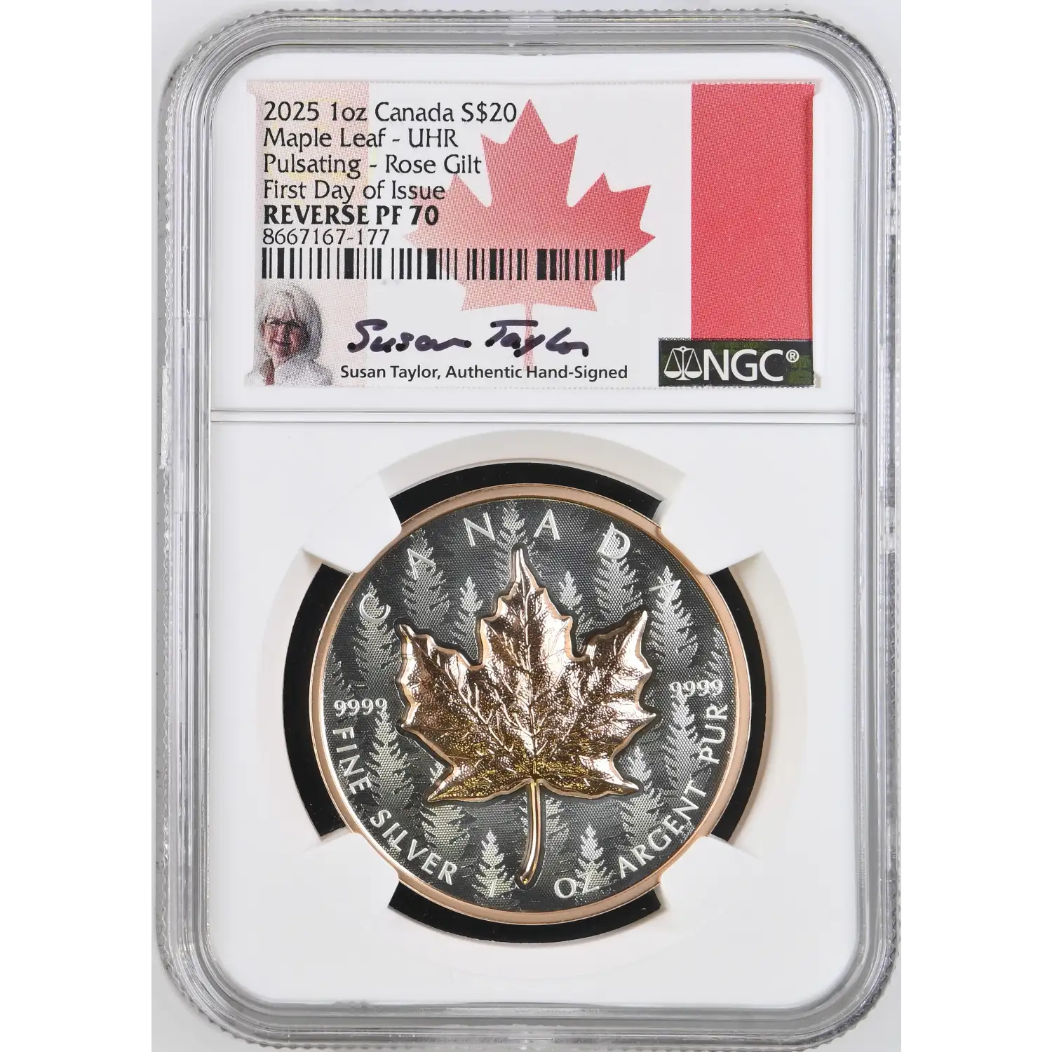 2025 1 oz Silver NGC PF-70 Maple Leaf Canada $20 - UHR Pulsating - Rose ...