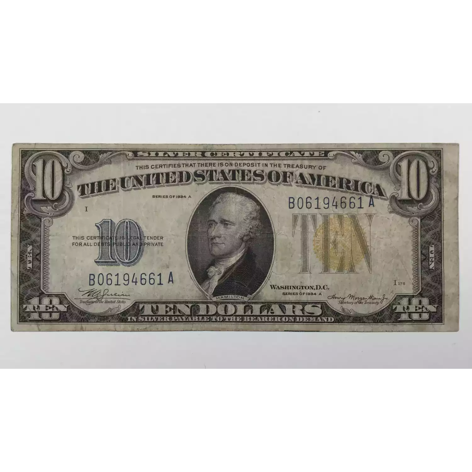 1934-A $10 North Africa WWII Emergency Issue Silver Certificate Note FR ...