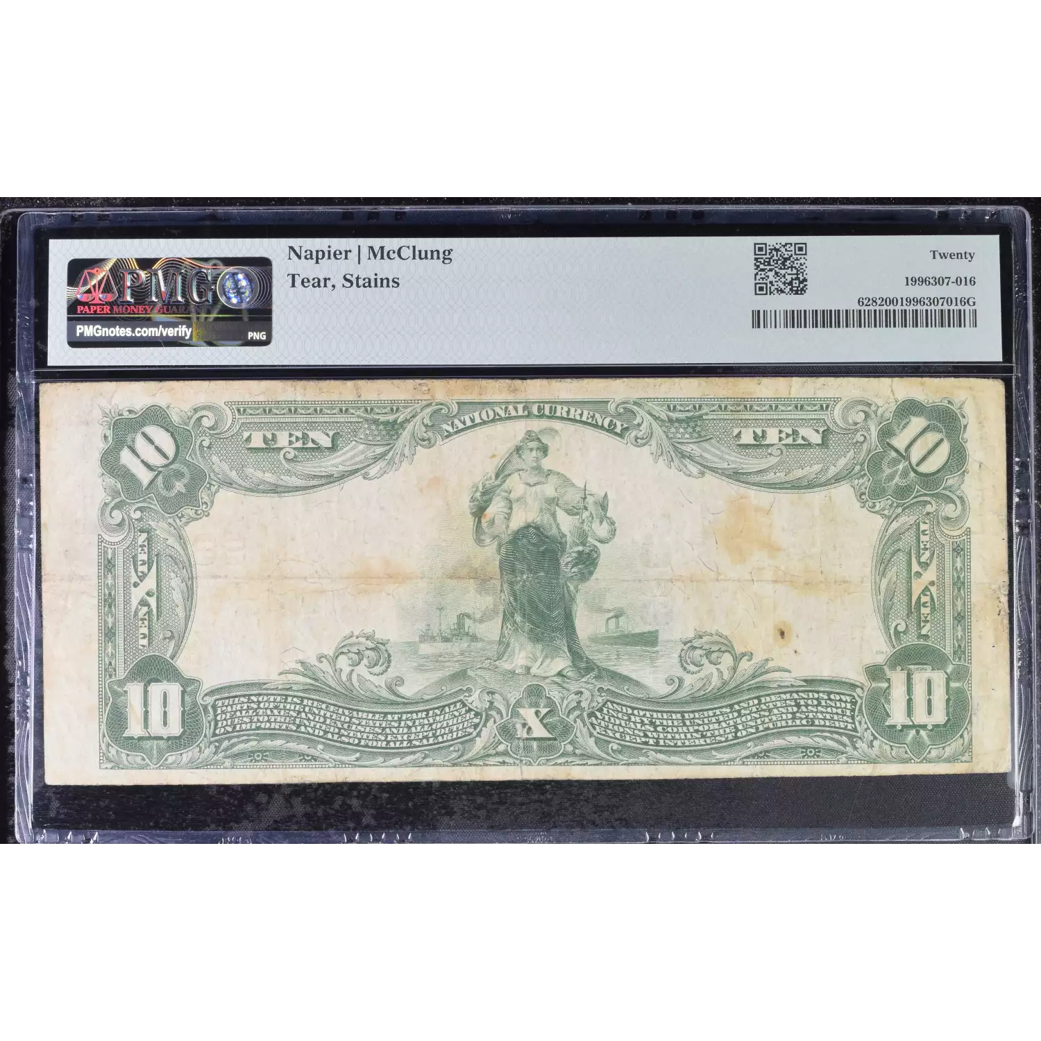 1902 PB $10 Yuma National Bank Arizona Note CH#9608 FR#628 PMG VF 20 ...