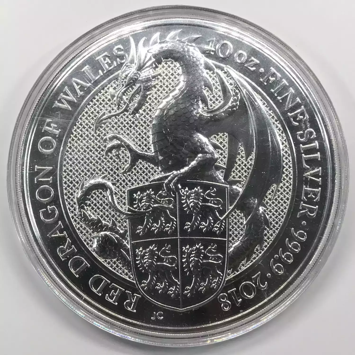 2018 10 oz Silver Coin Red Dragon of Wales UK Queen's Beasts 10 Pounds ...