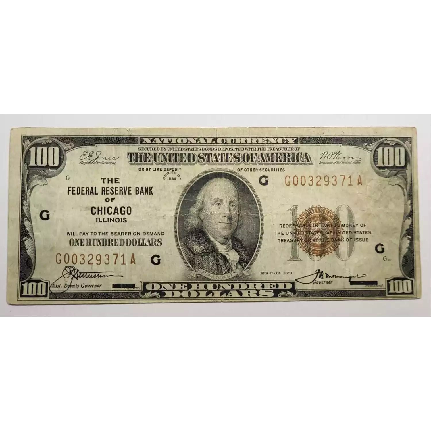 1929 $100 Federal Reserve National Bank Note FRBN Chicago - FR#1890-G - Fine - Old Pueblo Coin