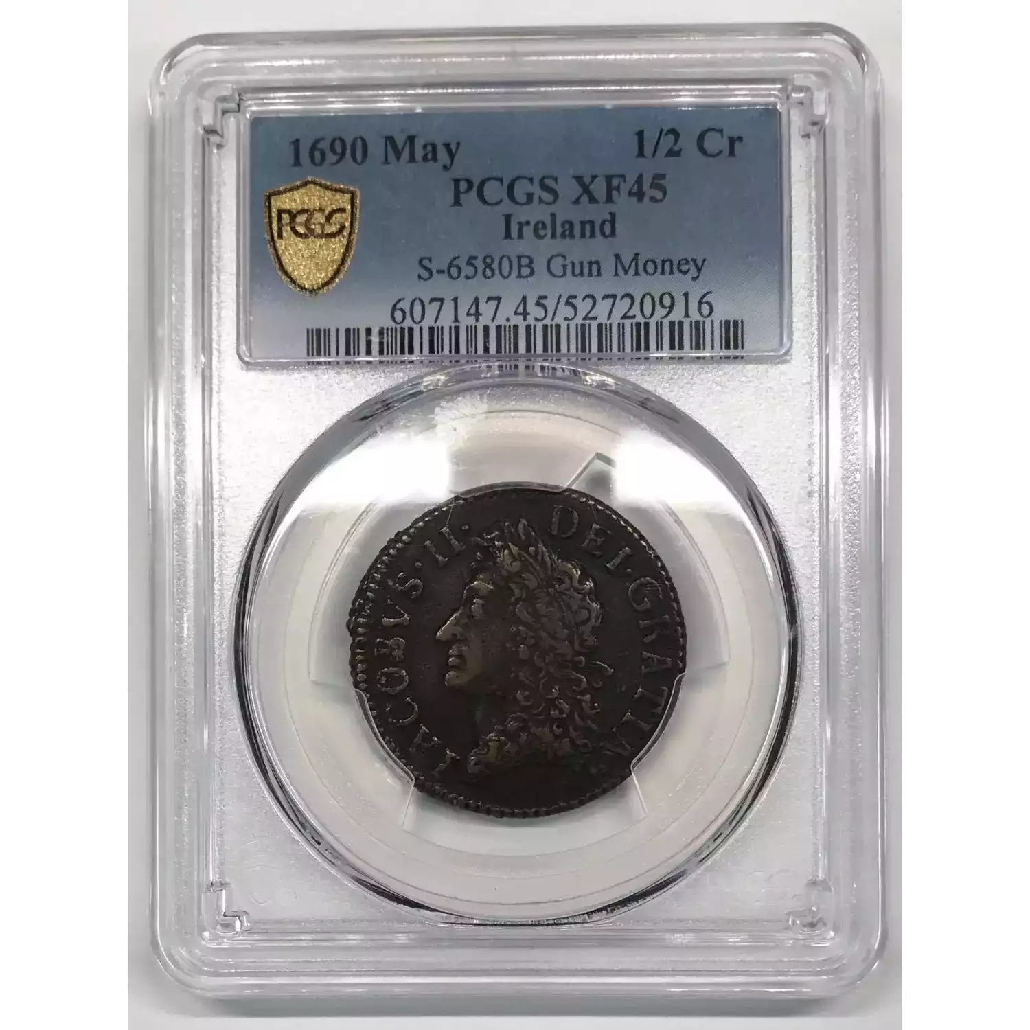 1690-May IRELAND Brass 1/2 CROWN PCGS XF-45 S-6580B Gun Money - Old ...