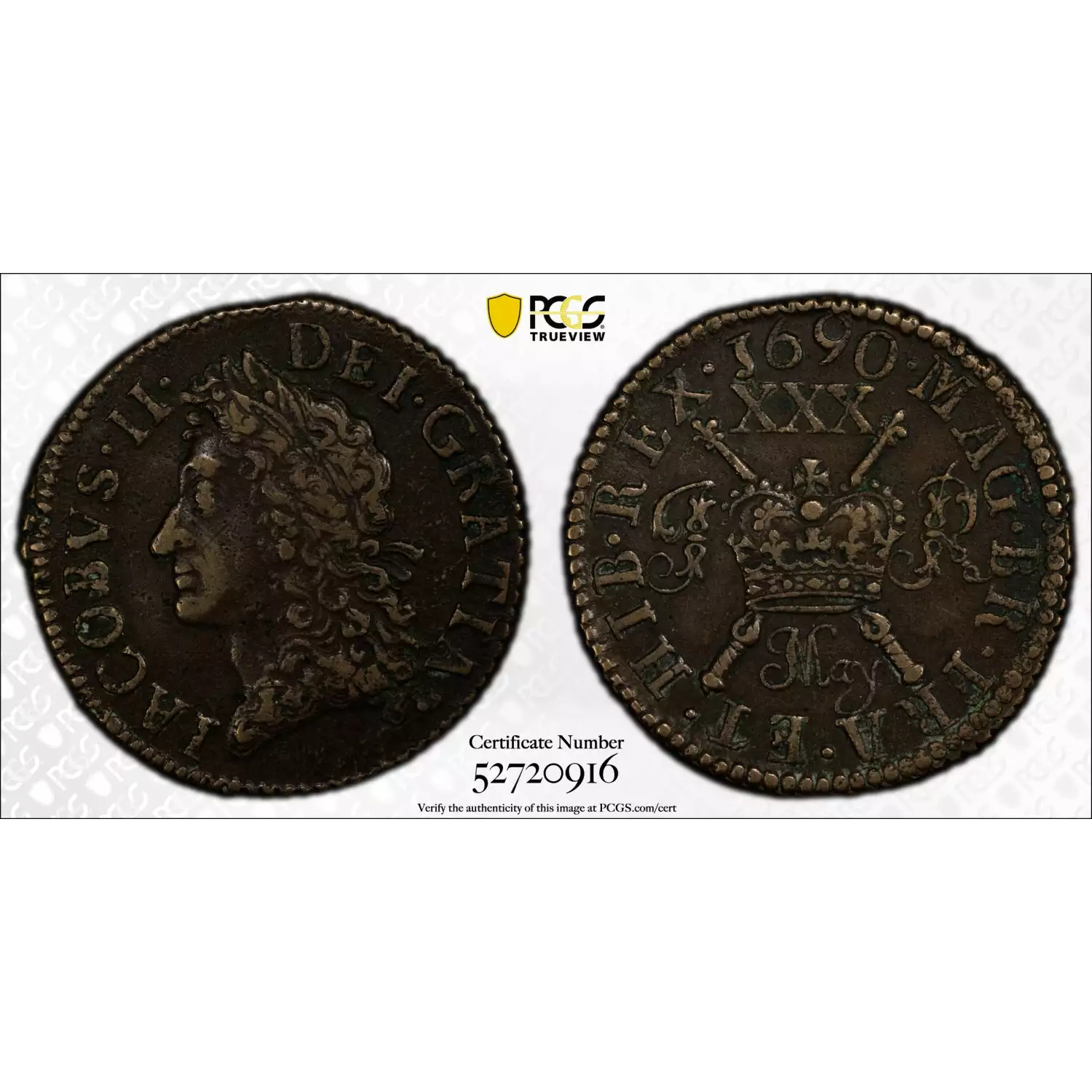 1690-May IRELAND Brass 1/2 CROWN PCGS XF-45 S-6580B Gun Money - Old ...