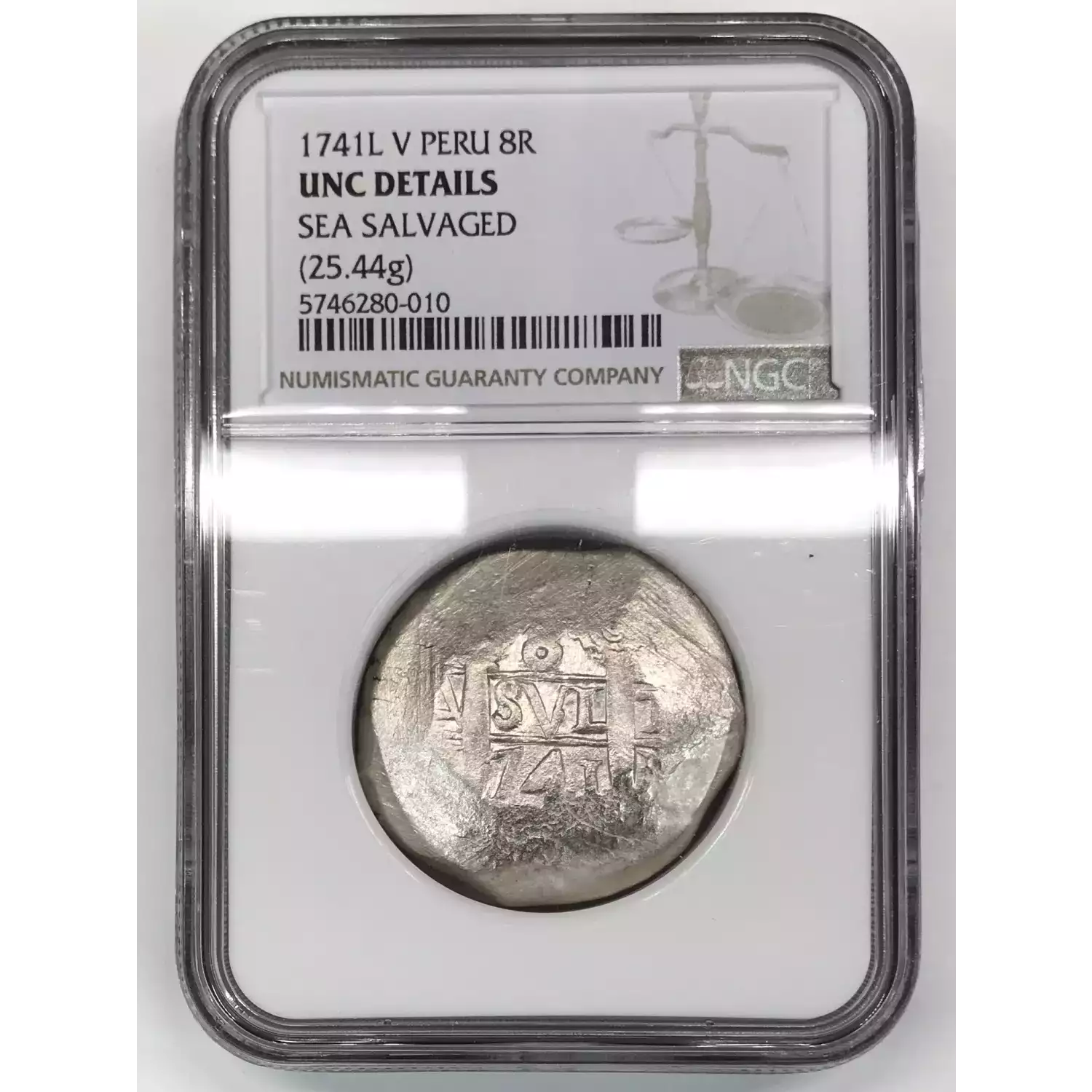 1741-L V PERU Silver 8 REALES NGC UNC-Details SEA SALVAGED - Old Pueblo ...