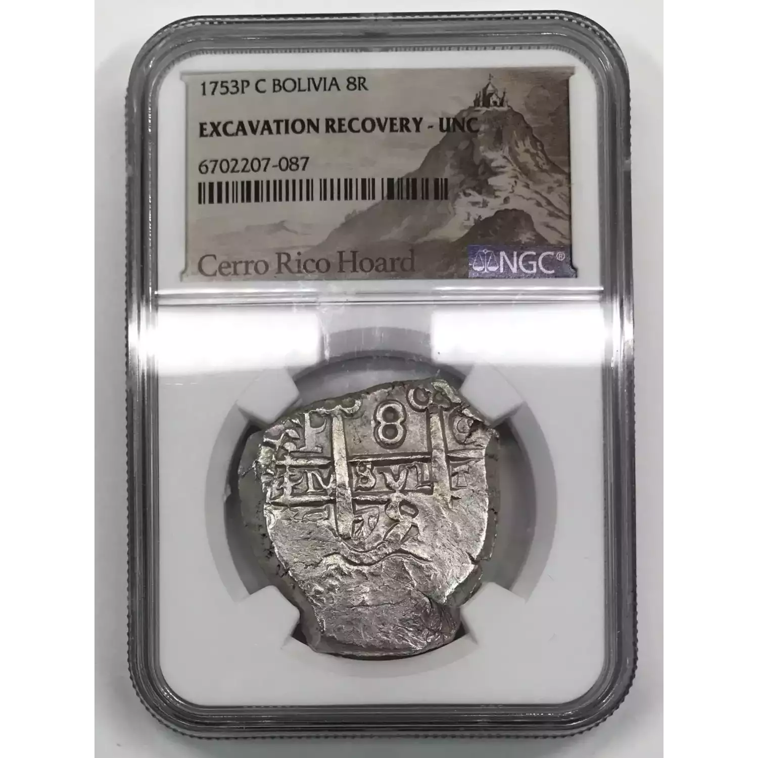 1753-P C BOLIVIA Silver 8 REALES NGC EXCAVATION-RECOVERY---UNC Cerro ...