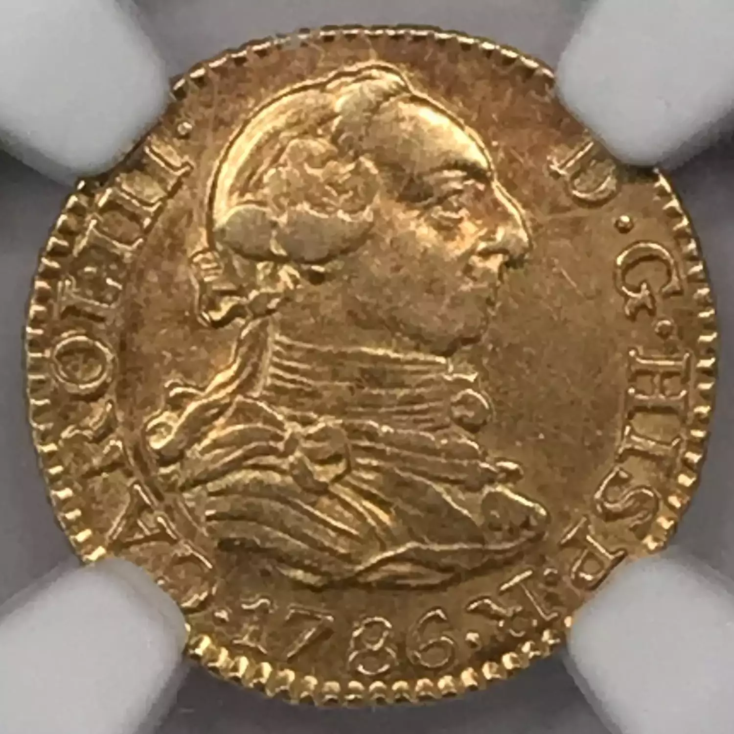 1786-M DV Spain Gold 1/2 ESCUDO NGC AU-55 - Old Pueblo Coin