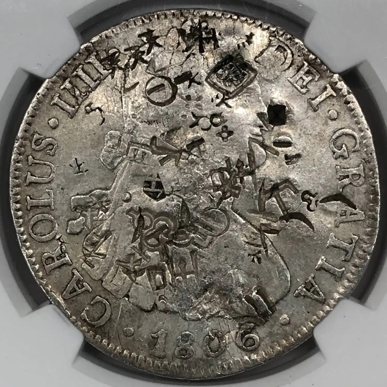1806-Mo TH Mexico Silver 8 REALES NGC Genuine CHOPMARKED - Old Pueblo Coin