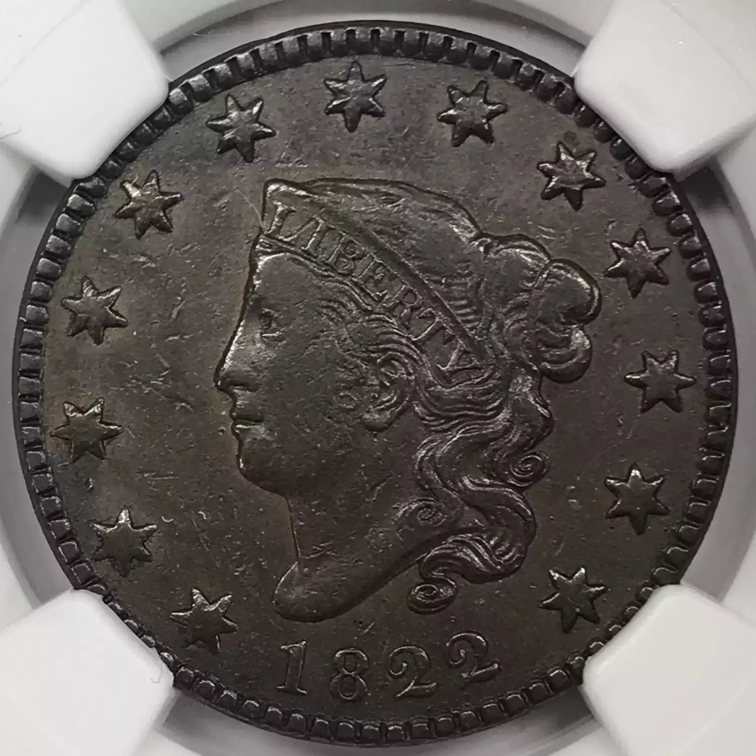 1822 Coronet Head Large Cent NGC VF-30 BN - Old Pueblo Coin