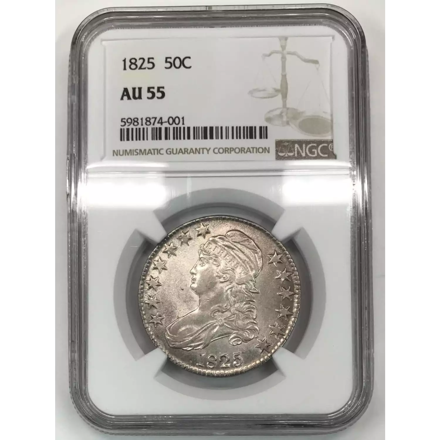 1825 Capped Bust Lettered Edge Half Dollar NGC AU-55 - Old Pueblo Coin