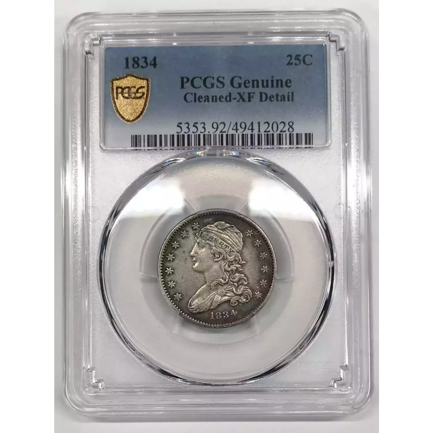 1834 Capped Bust Quarter PCGS Genuine - XF Details (92 - Cleaned) - Old ...