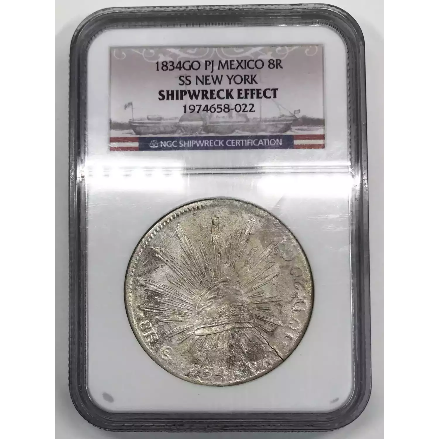 1834-Go PJ Mexico Silver 8 REALES NGC SHIPWRECK-EFFECT SS New York ...