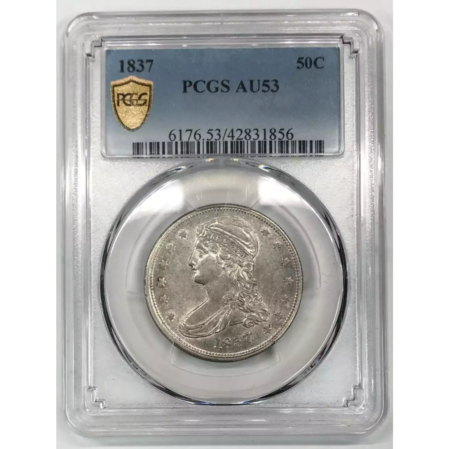 1837 Capped Bust Reeded Edge Half Dollar PCGS AU-53 - Old Pueblo Coin