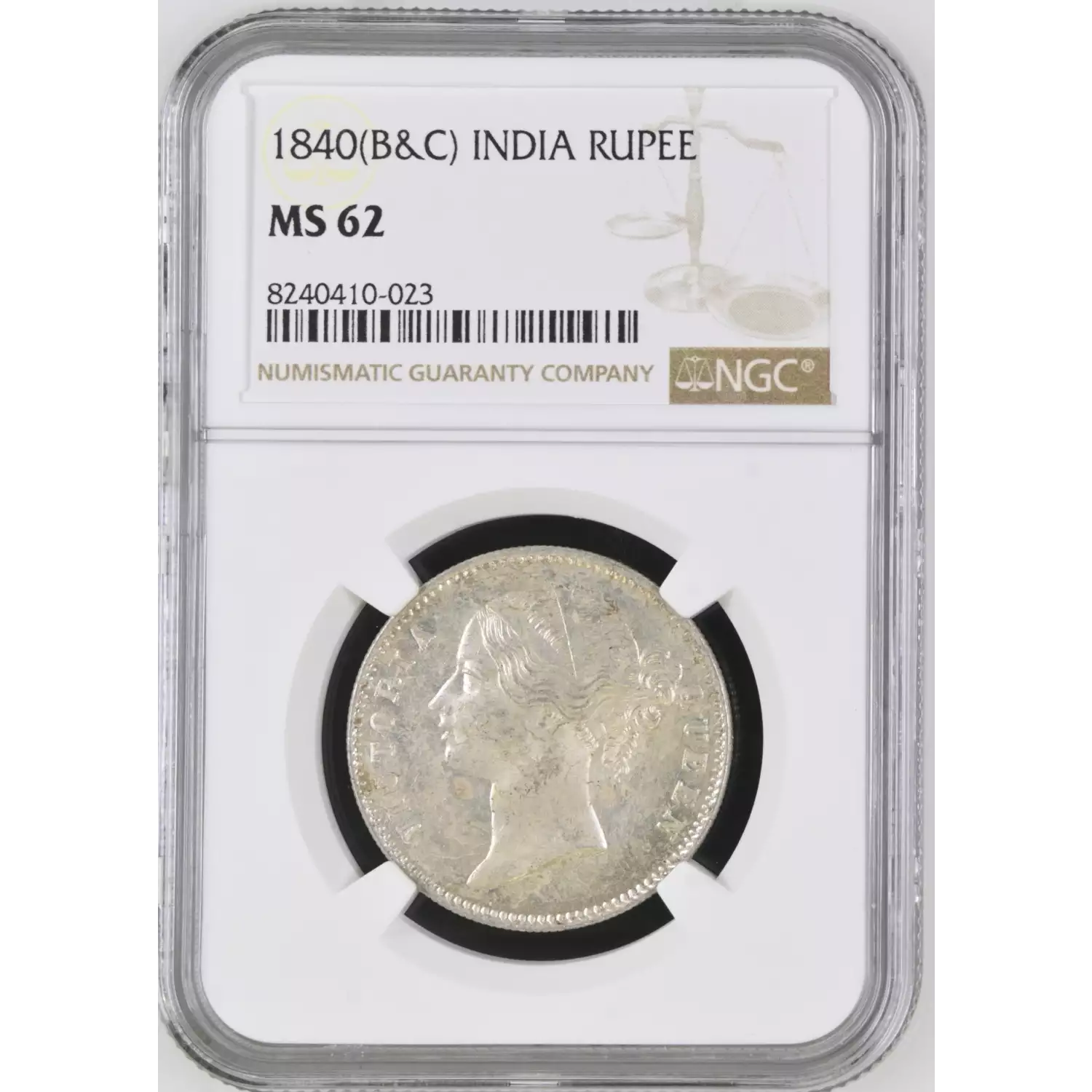 1840-(B&C) INDIA-BRITISH Silver RUPEE NGC MS-62 - Old Pueblo Coin
