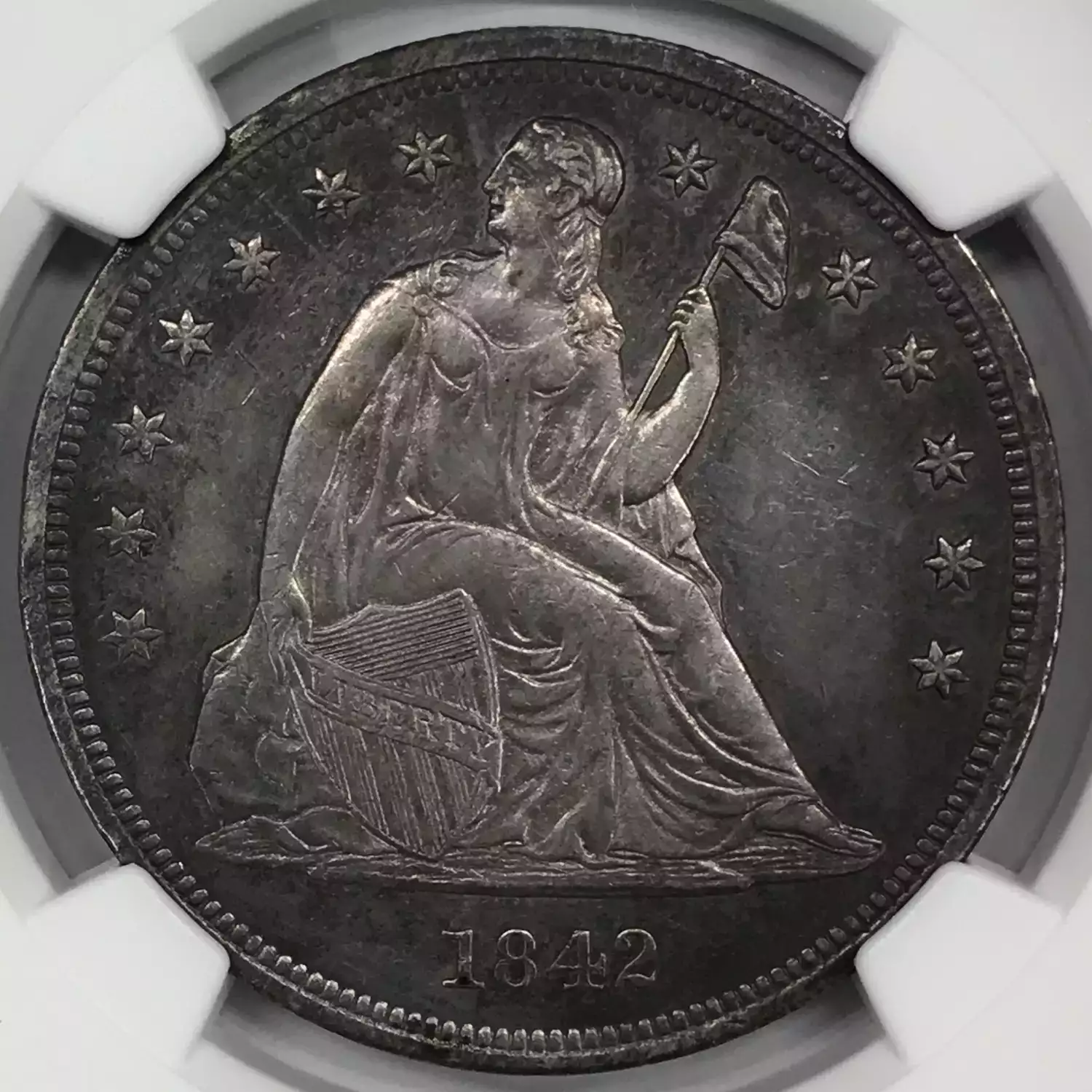 1842 Seated Liberty Silver Dollar NGC AU-53 - Old Pueblo Coin