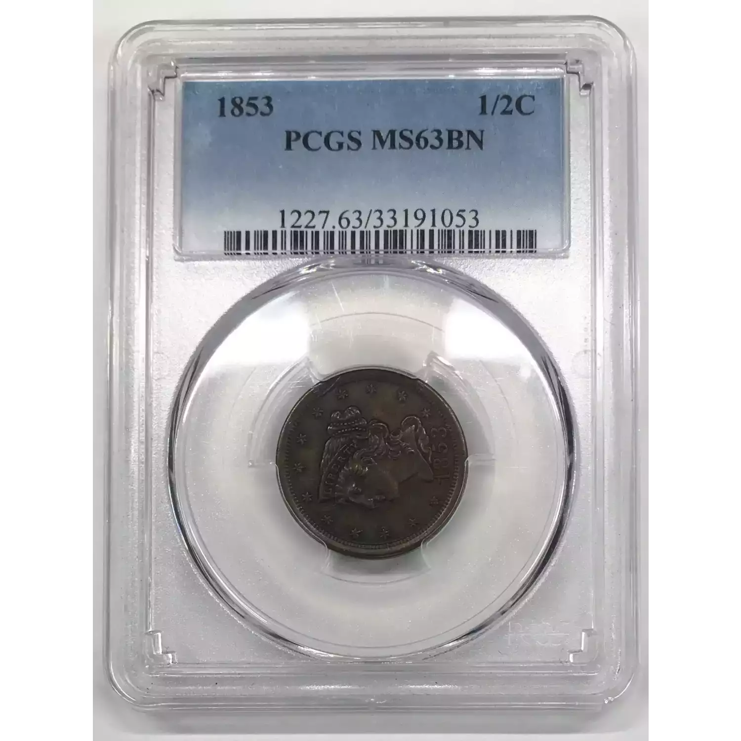 1853 Braided Hair Half Cent PCGS MS-63 BN - Old Pueblo Coin