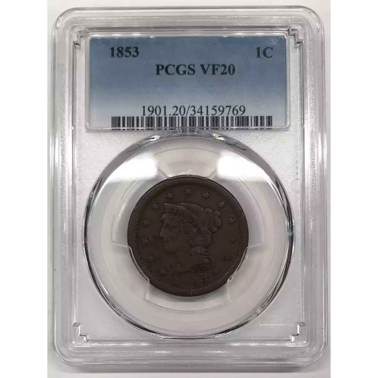 1853 Braided Hair Large Cent PCGS VF-20 BN - Old Pueblo Coin