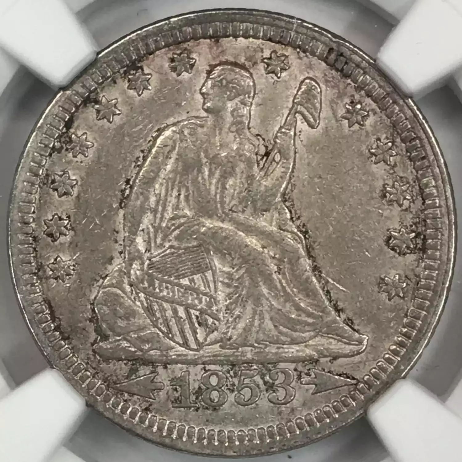 1853 Seated Liberty Quarter NGC AU-53 Arrows & Rays - Old Pueblo Coin