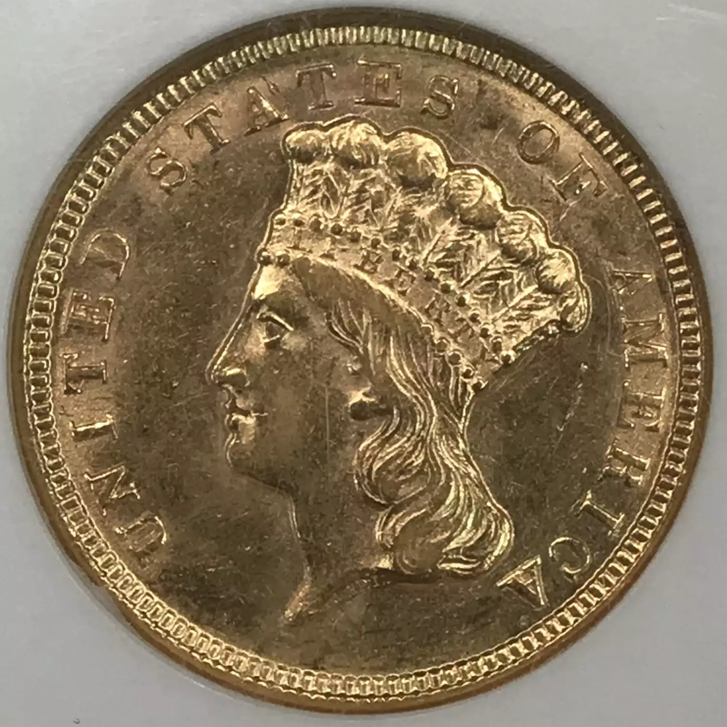 1854 Indian Princess Head $3 Gold Piece NGC AU-55 - Old Pueblo Coin