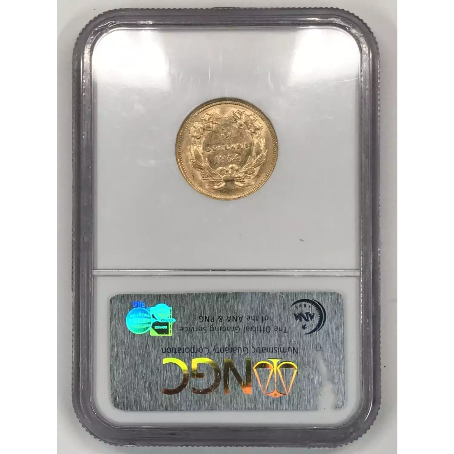 1854 Indian Princess Head $3 Gold Piece NGC AU-55 - Old Pueblo Coin