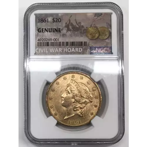 1861 Liberty Head $20 Gold Double Eagle NGC GENUINE CIVIL WAR HOARD - Old Pueblo Coin
