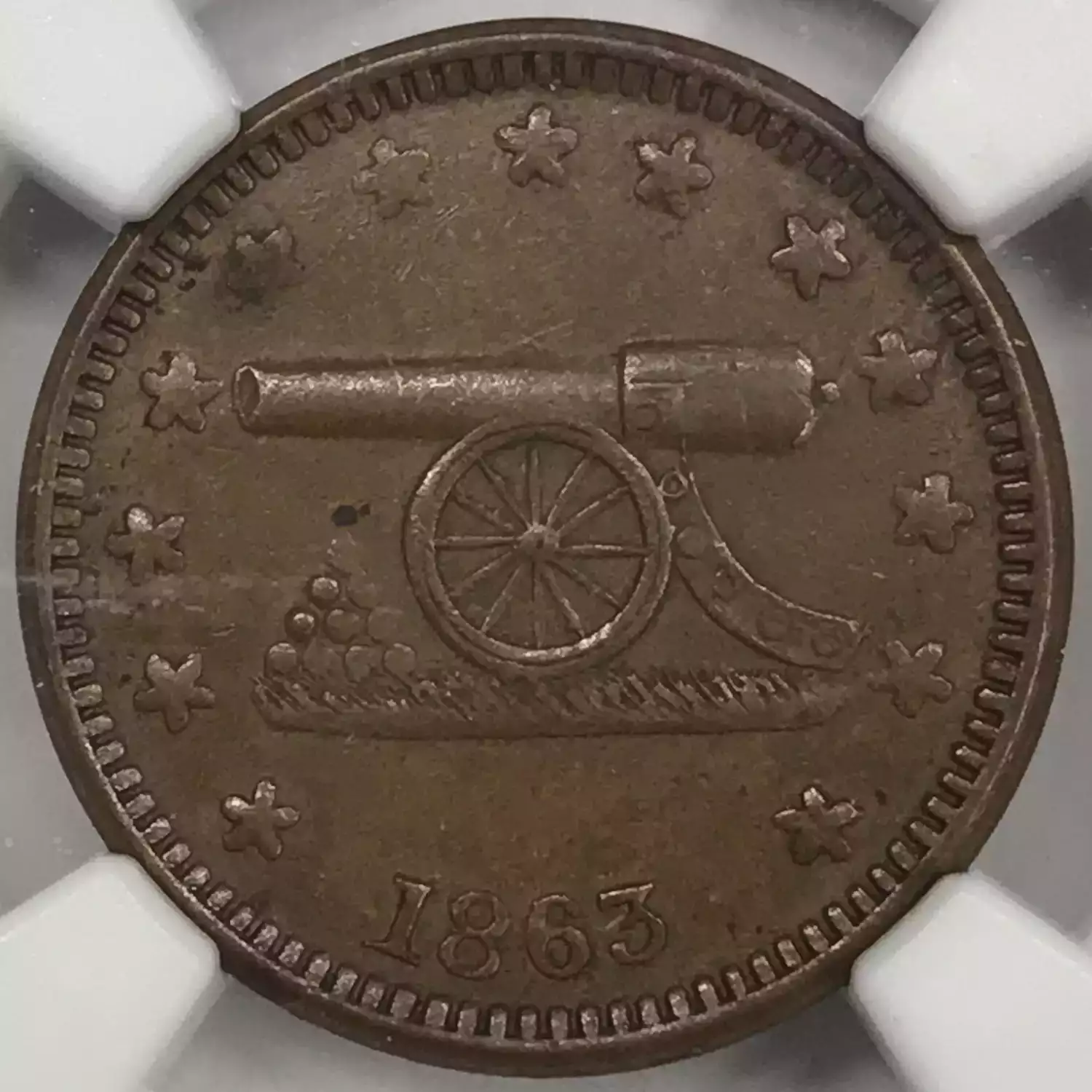 1863 Civil War Token NGC AU-58 BN F-168/311 a ARMY & NAVY - Old Pueblo Coin
