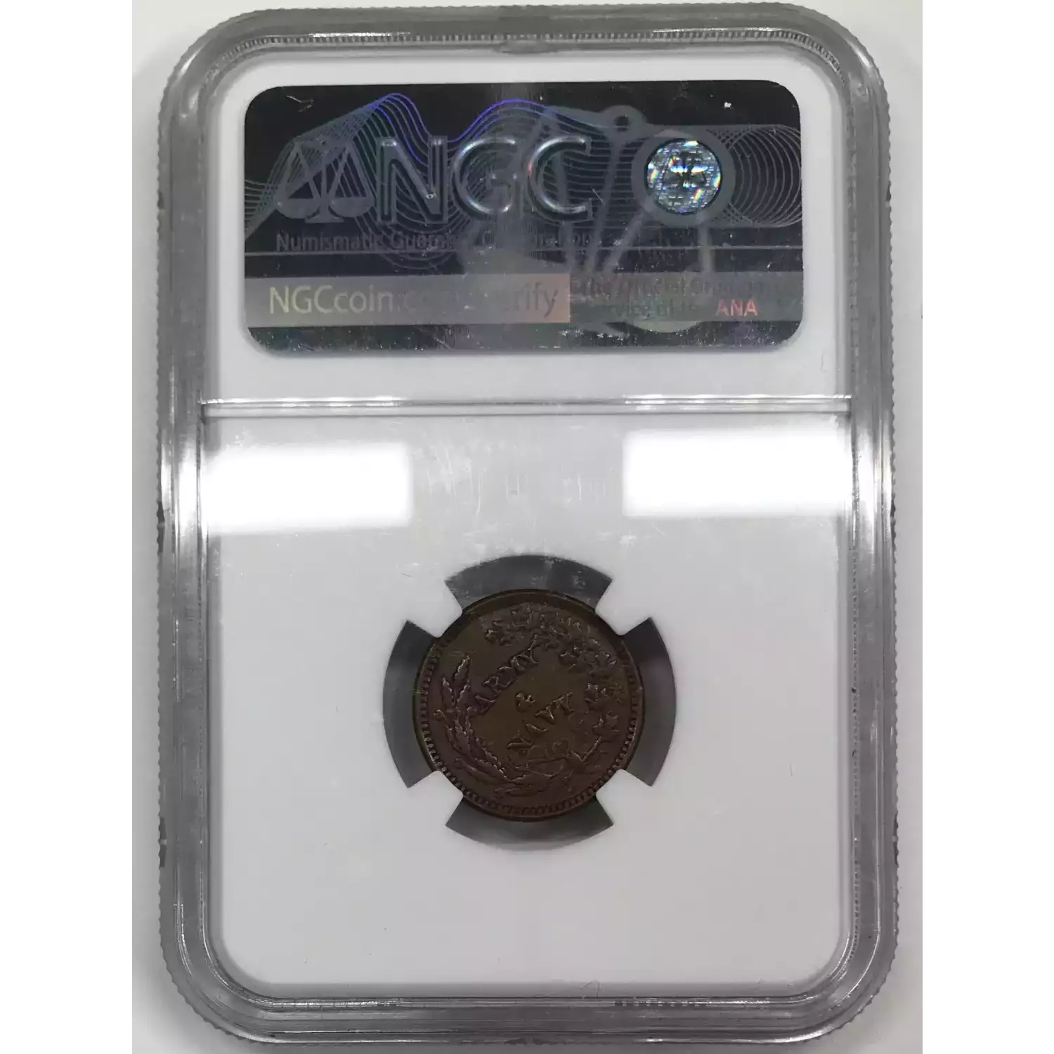 1863 Civil War Token NGC AU-58 BN F-168/311 a ARMY & NAVY - Old Pueblo Coin