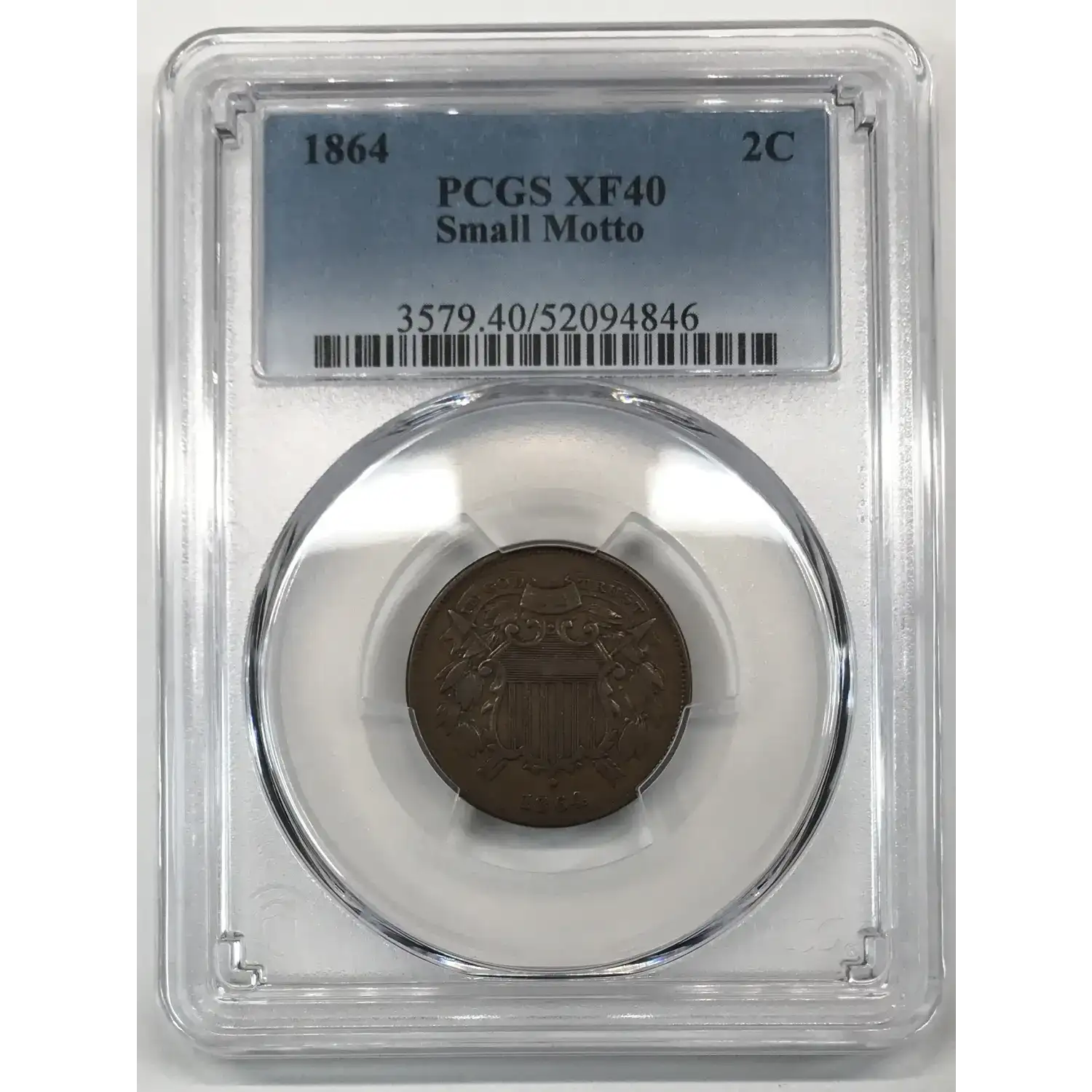 1864 Two-Cent Piece PCGS XF-40 BN Small Motto - Old Pueblo Coin