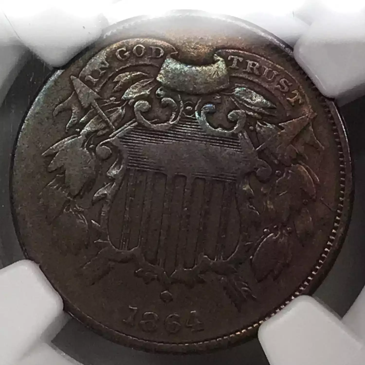 1864 Two-Cent Piece NGC VG Details BN SMALL MOTTO - Old Pueblo Coin