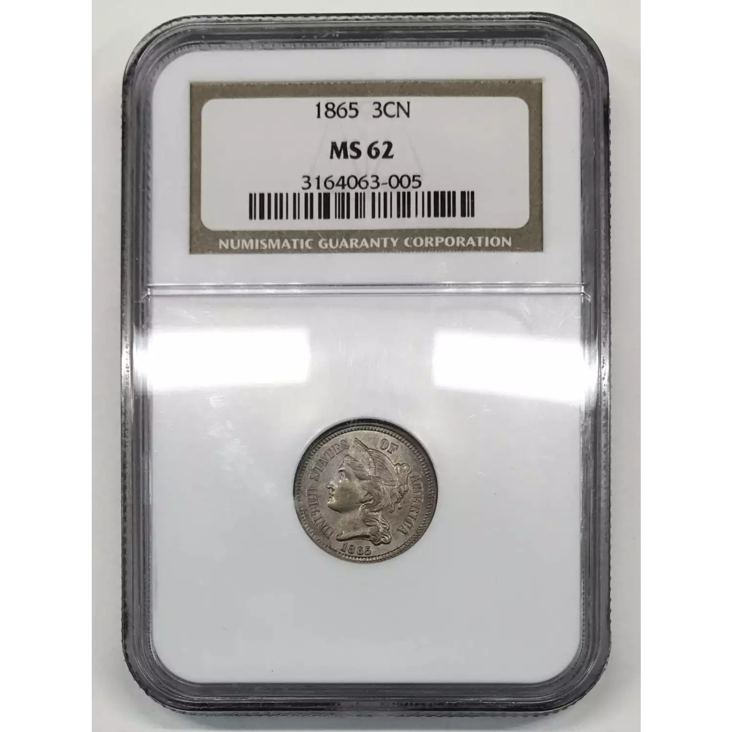 1865 Nickel Three Cent Piece (3CN) NGC MS-62 - Old Pueblo Coin