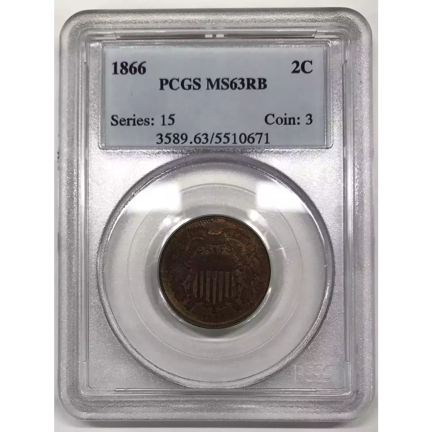 1866 Two-Cent Piece PCGS MS-63 RB - Old Pueblo Coin