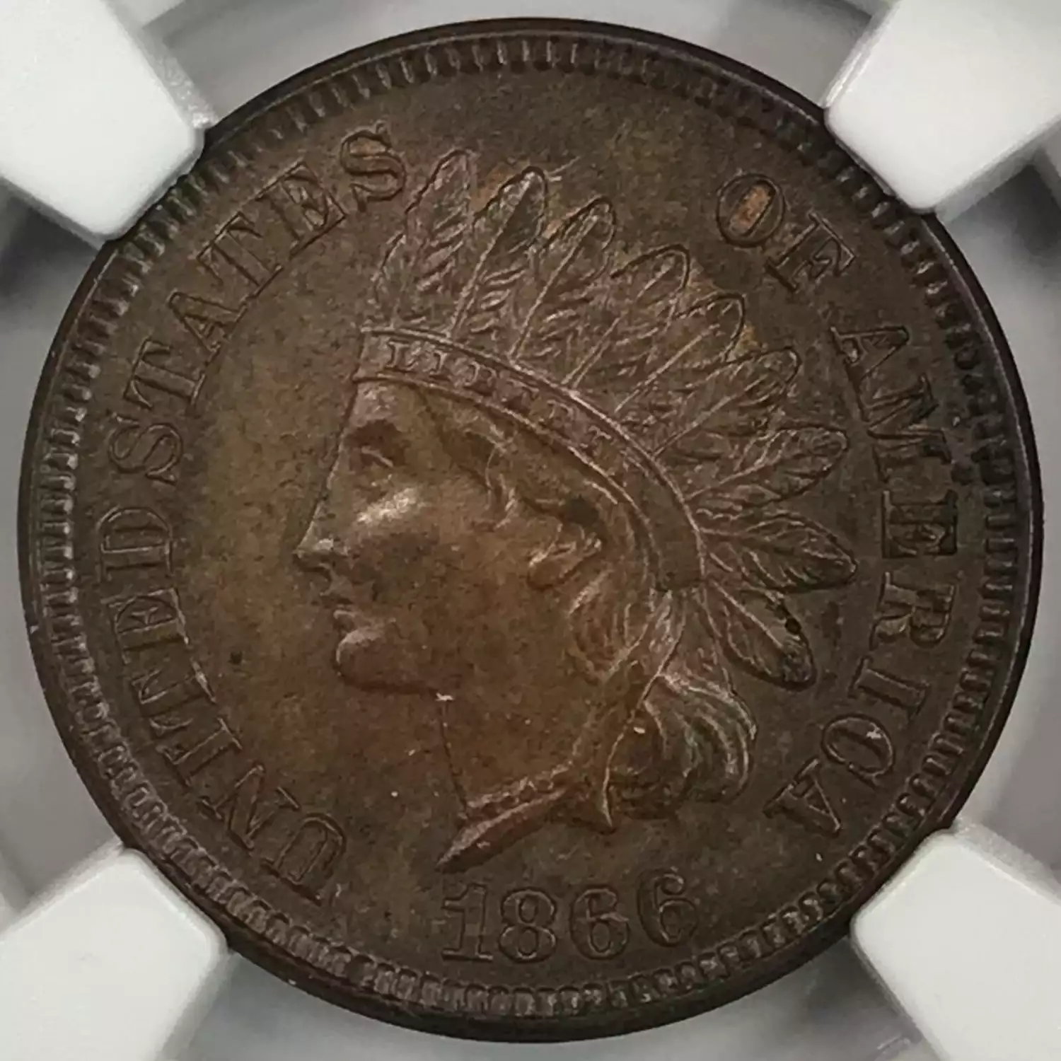 1866 Indian Head Cent NGC MS-63 BN FS-301 RPD-001 Snow-2 - Old Pueblo Coin