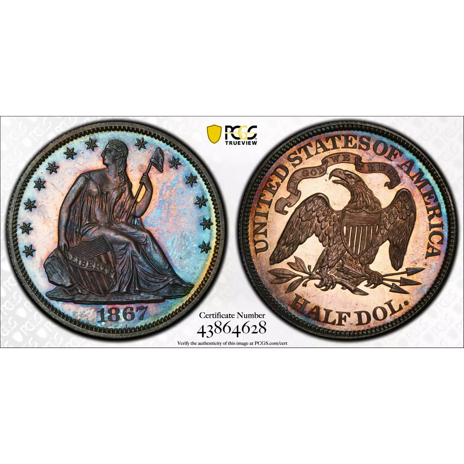 1867 Seated Liberty Half Dollar PCGS PR-65 - Old Pueblo Coin