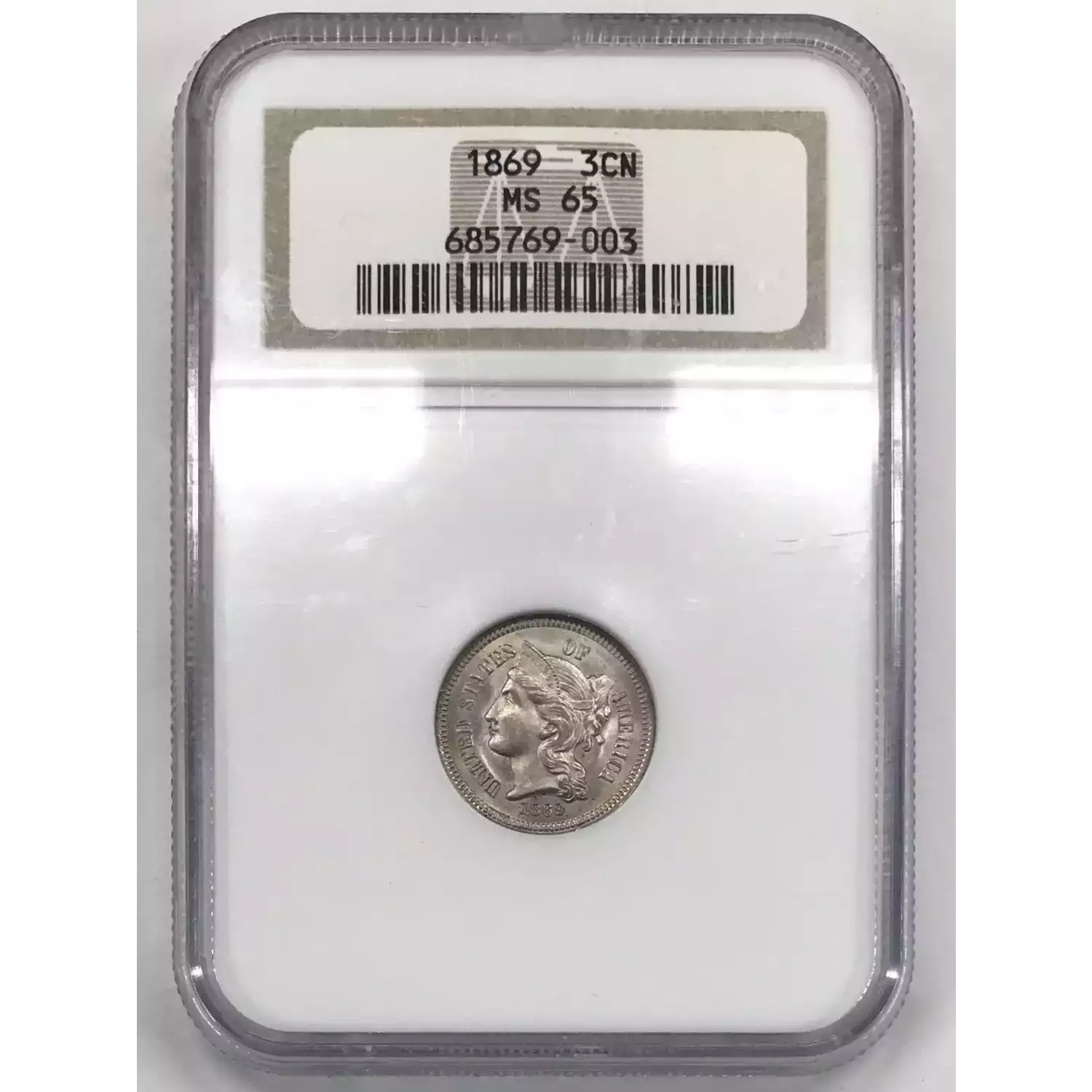 1869 Nickel Three Cent Piece (3CN) NGC MS-65 - Old Pueblo Coin