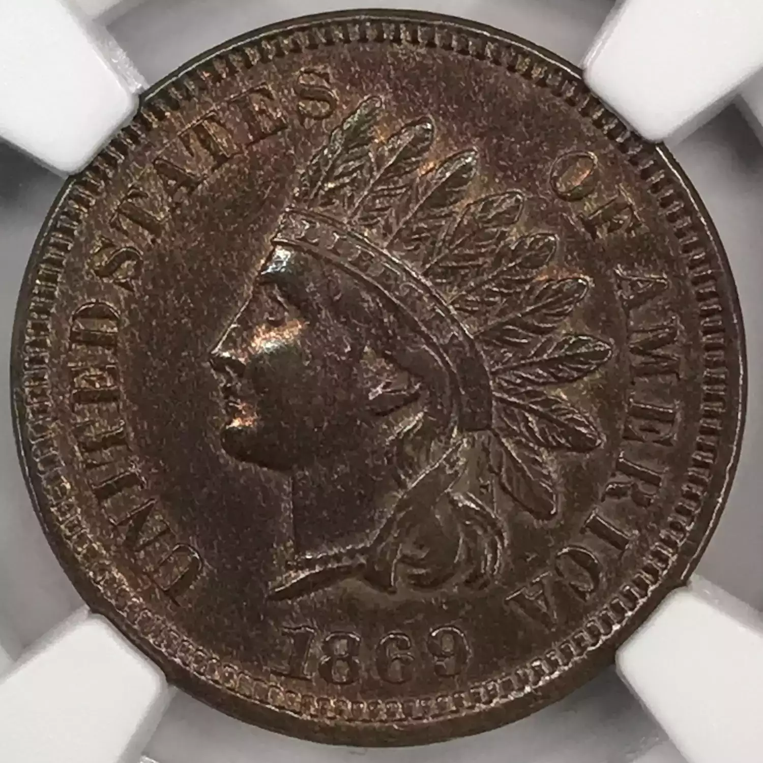 1869 Indian Head Cent NGC AU-58 BN - Old Pueblo Coin