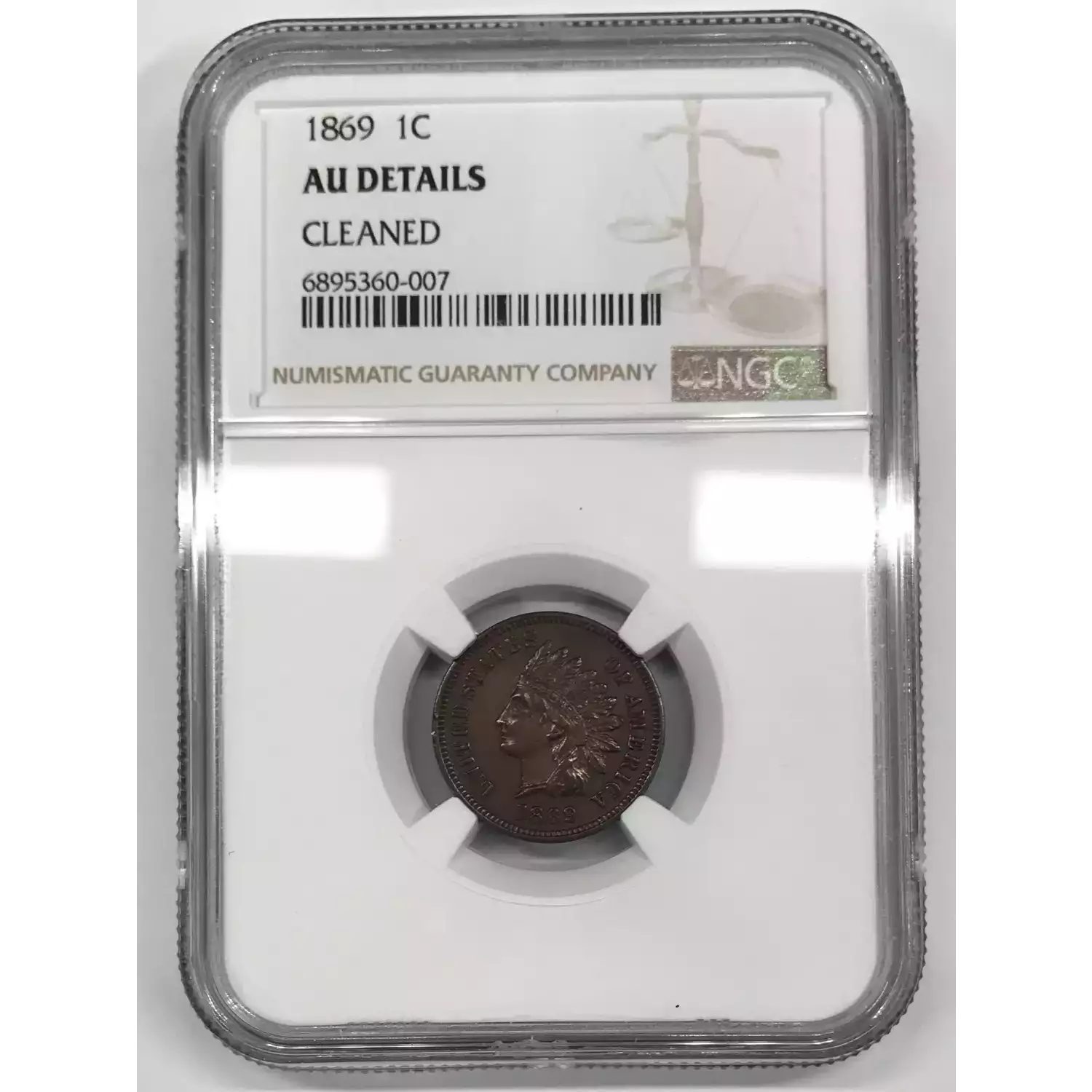 1869 Indian Head Cent NGC AU-Details BN - Old Pueblo Coin