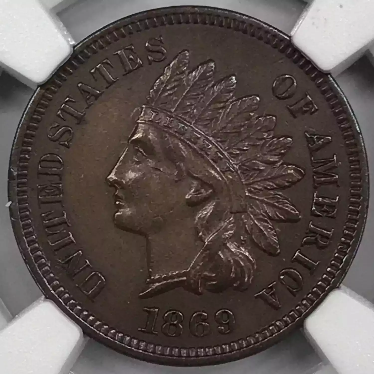 1869 Indian Head Cent NGC AU-Details BN - Old Pueblo Coin