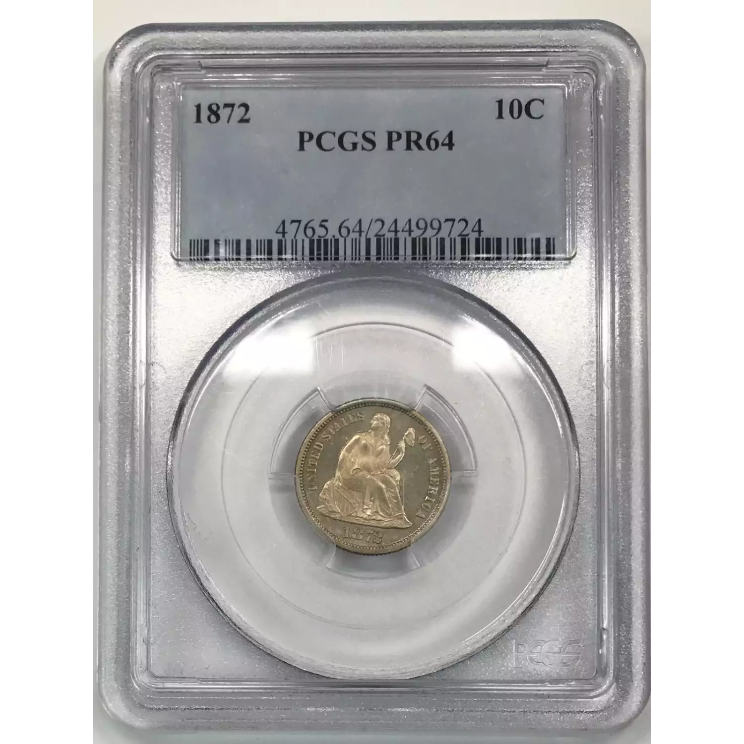 1872 Seated Liberty Dime PCGS PR-64 - Old Pueblo Coin