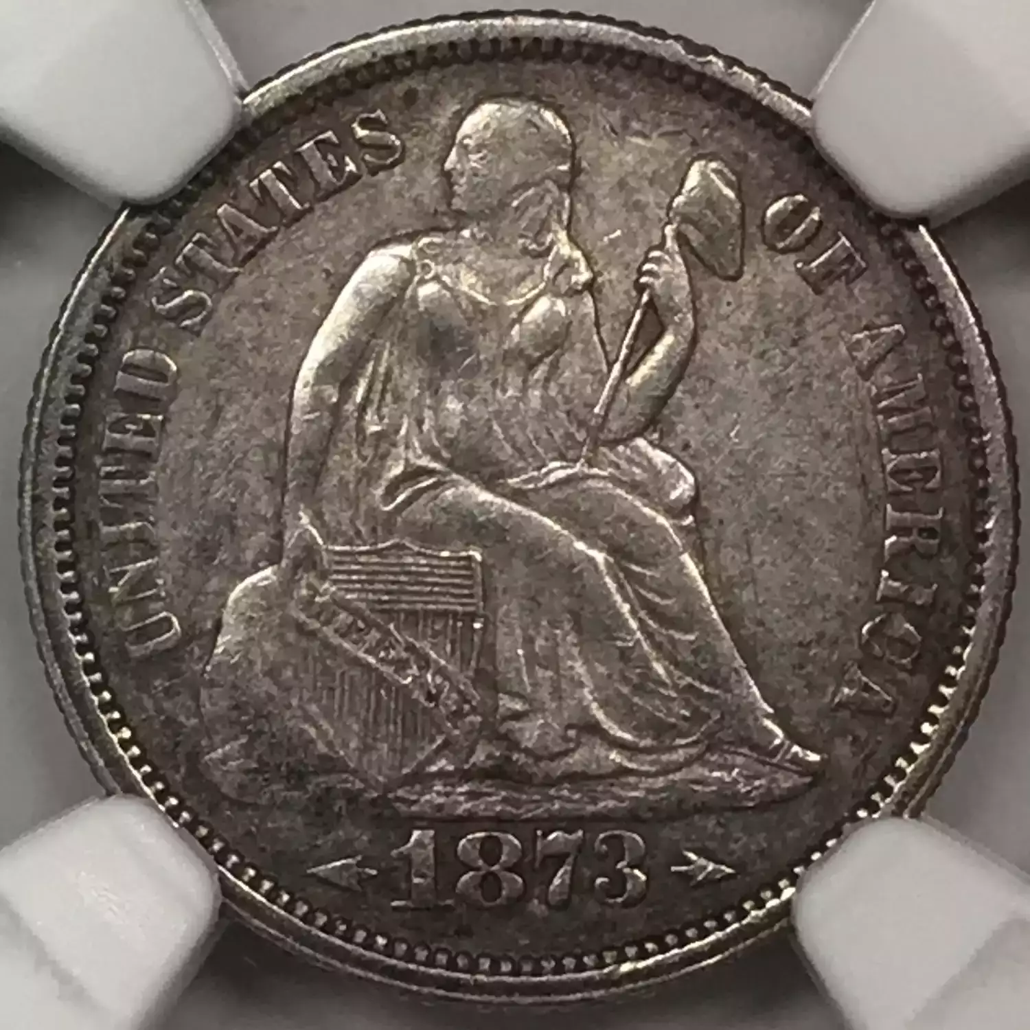 1873 Seated Liberty Dime NGC AU-53 ARROWS - Old Pueblo Coin