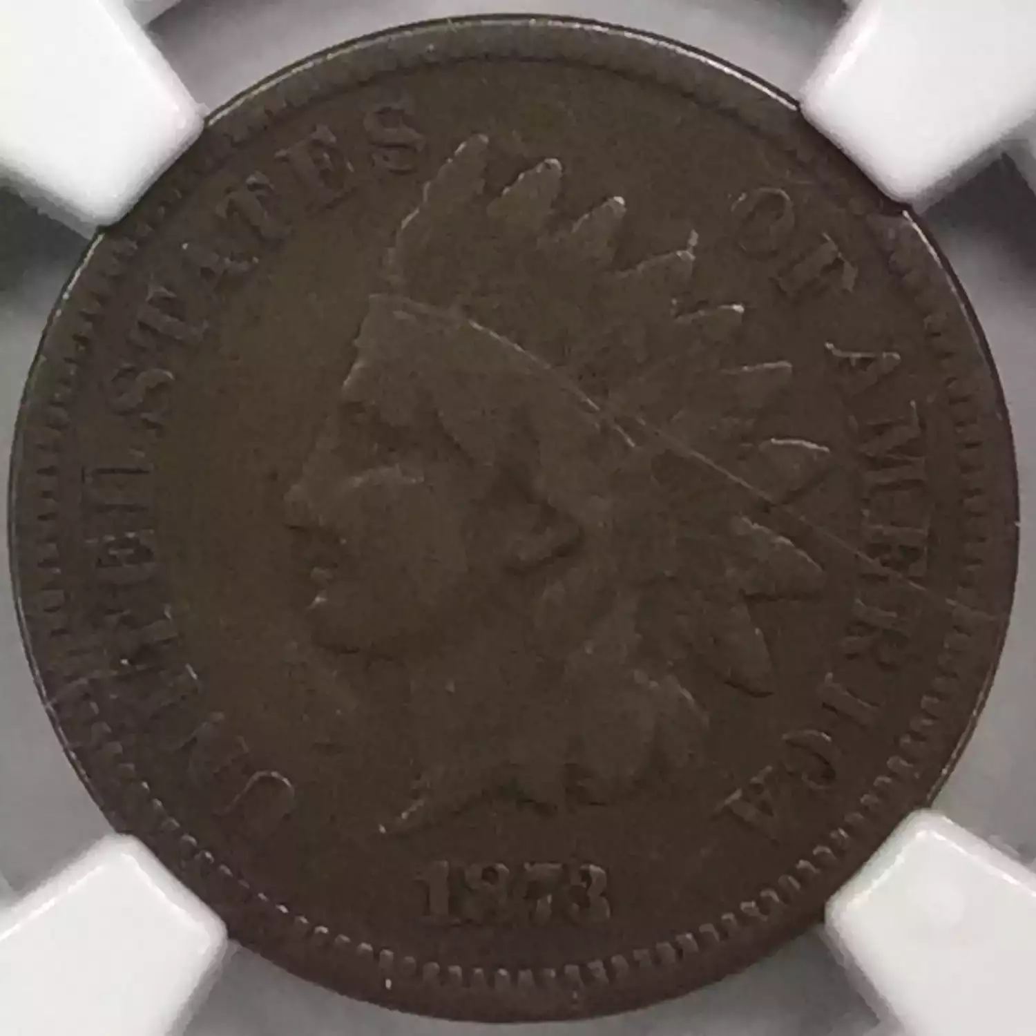 1873 Indian Head Cent NGC F-15 BN OPEN 3 - Old Pueblo Coin