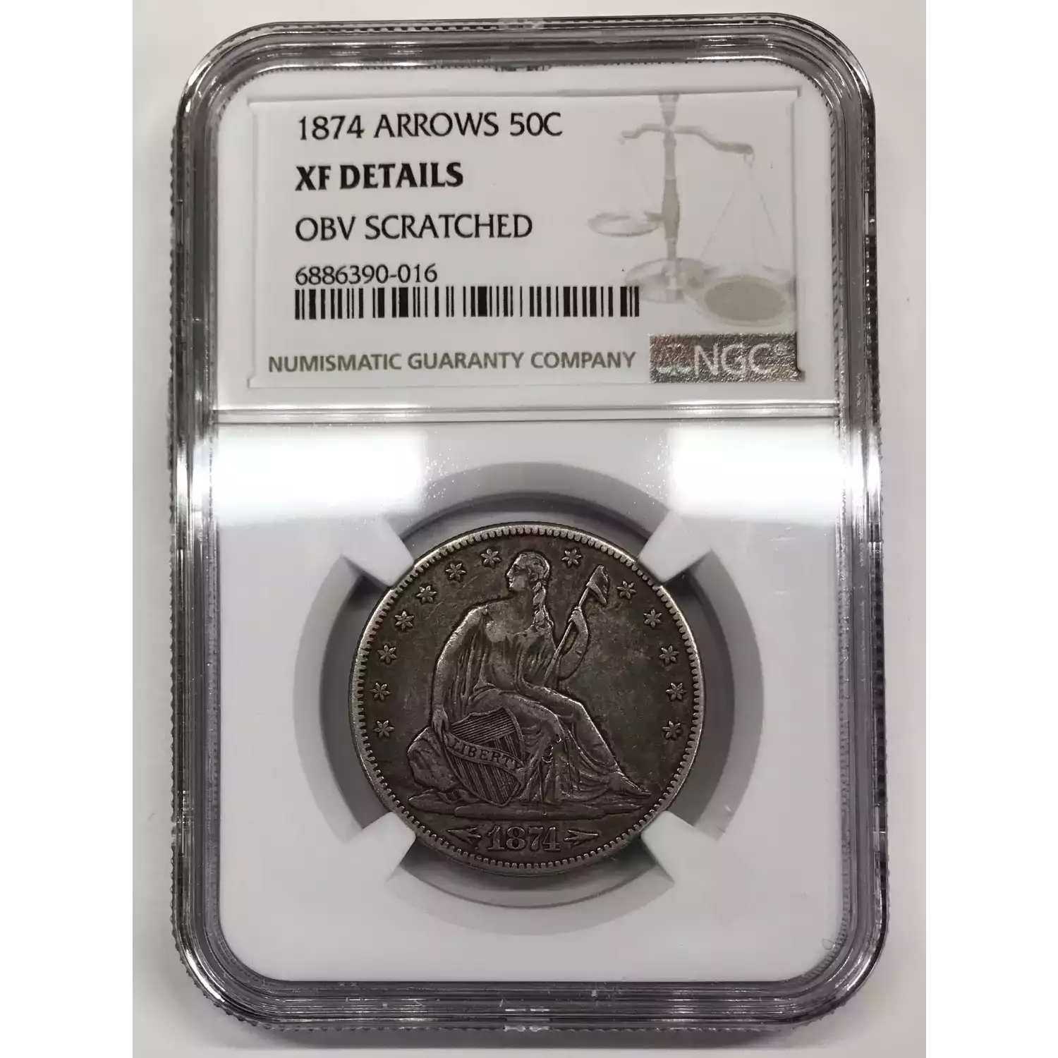 1874 Seated Liberty Half Dollar NGC XF-Details ARROWS - Old Pueblo Coin