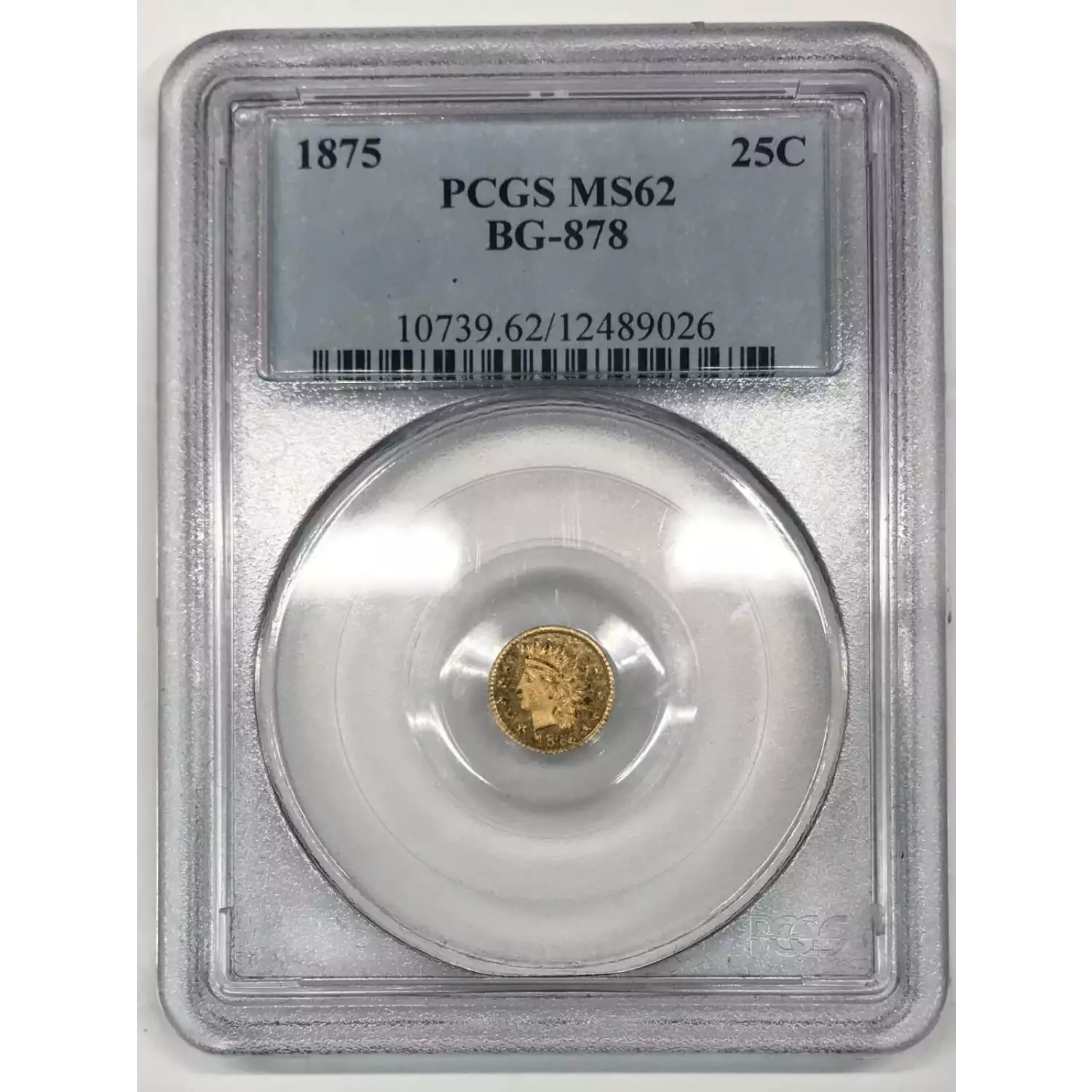 1875 Indian Head Round California Fractional Gold 1/4 Dollar PCGS MS-62 ...
