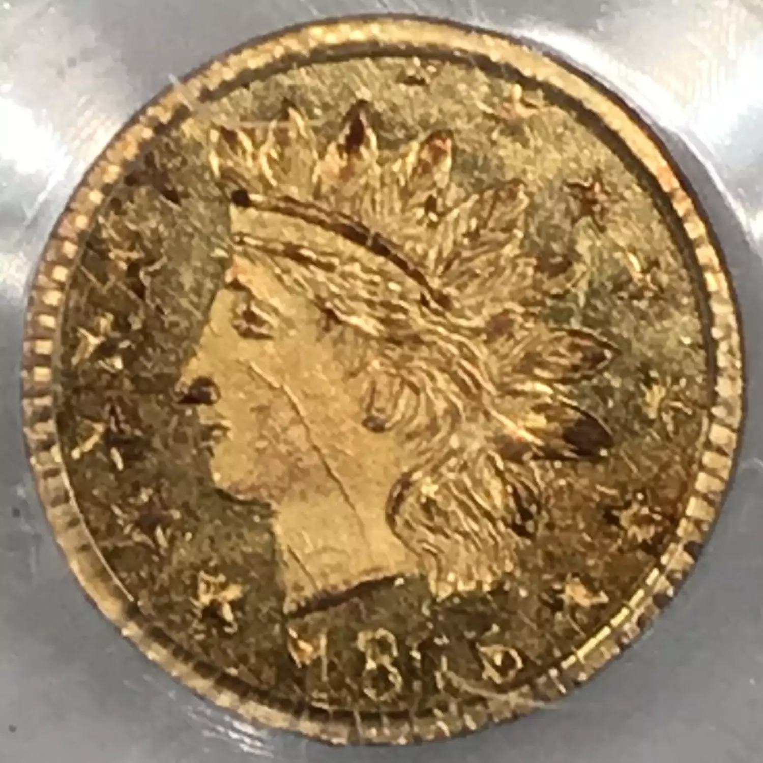 1875 Indian Head Round California Fractional Gold 1/4 Dollar PCGS MS-62 ...