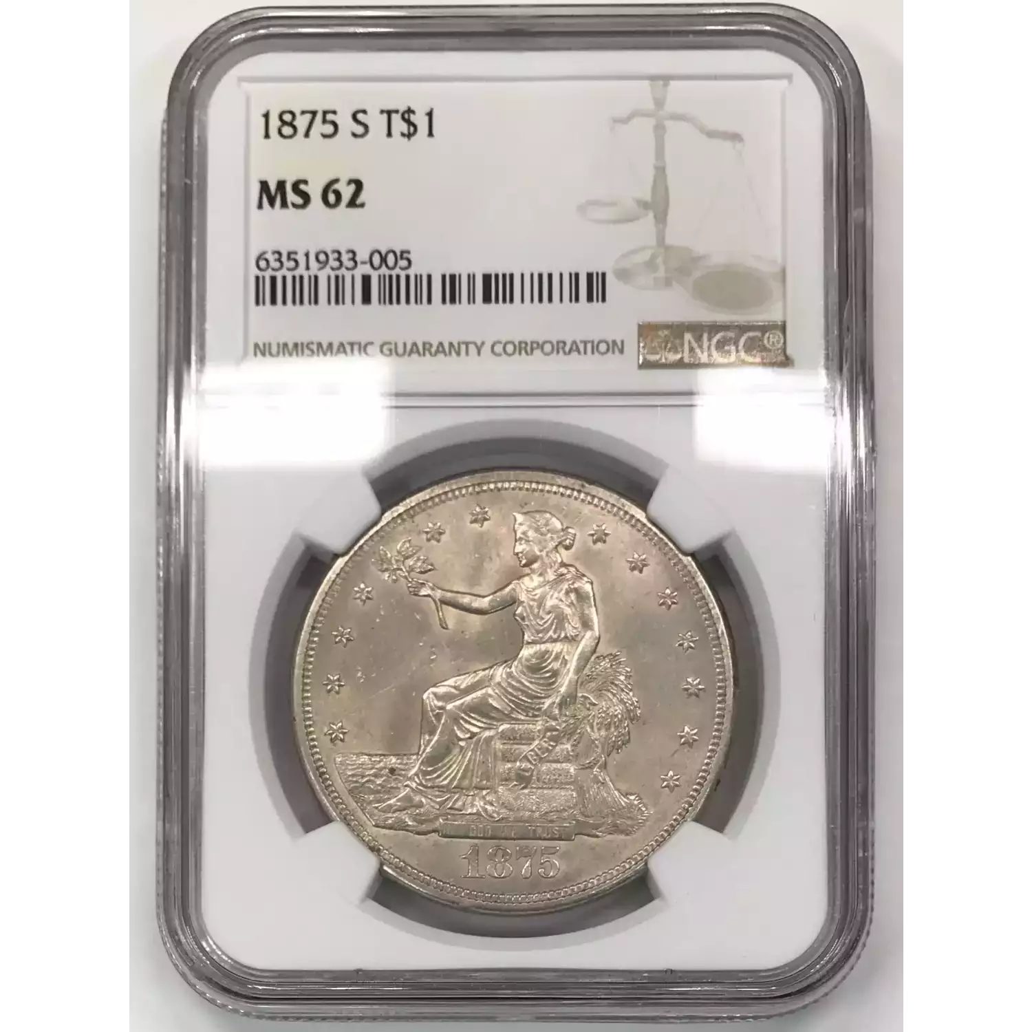 1875-S Trade Silver Dollar NGC MS-62 - Old Pueblo Coin