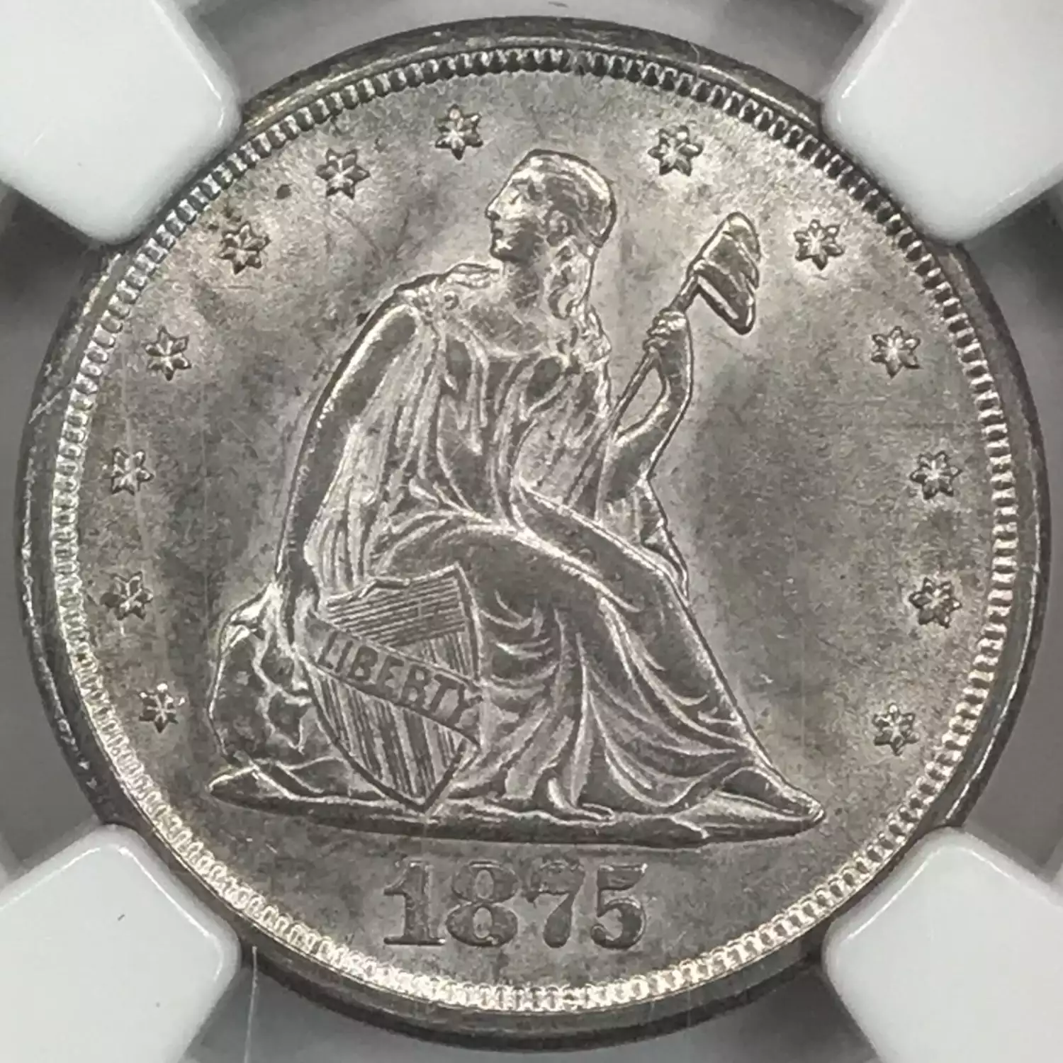 1875-CC Seated Liberty Twenty Cent Piece NGC AU-58 - Old Pueblo Coin