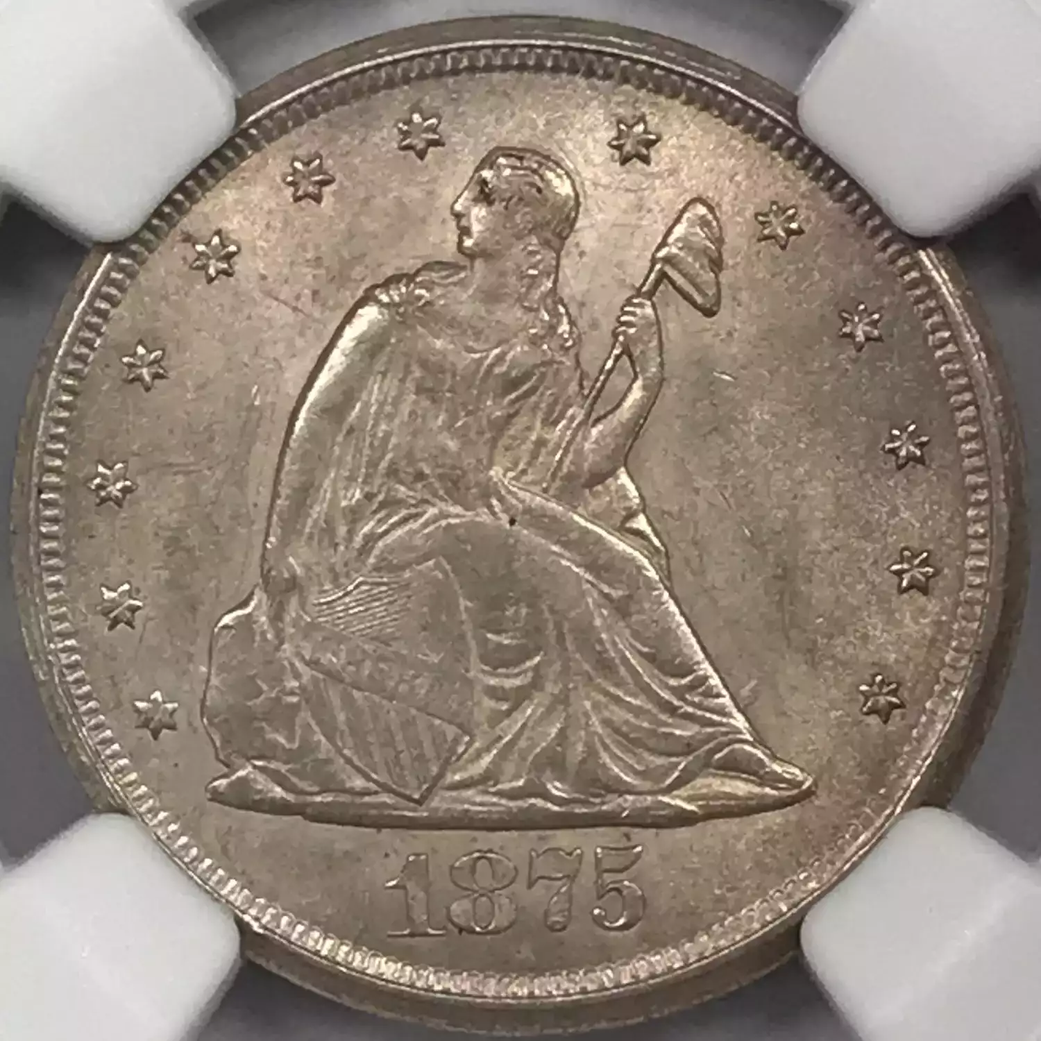 1875-CC Seated Liberty Twenty Cent Piece (20c) NGC MS-62 - Old Pueblo Coin